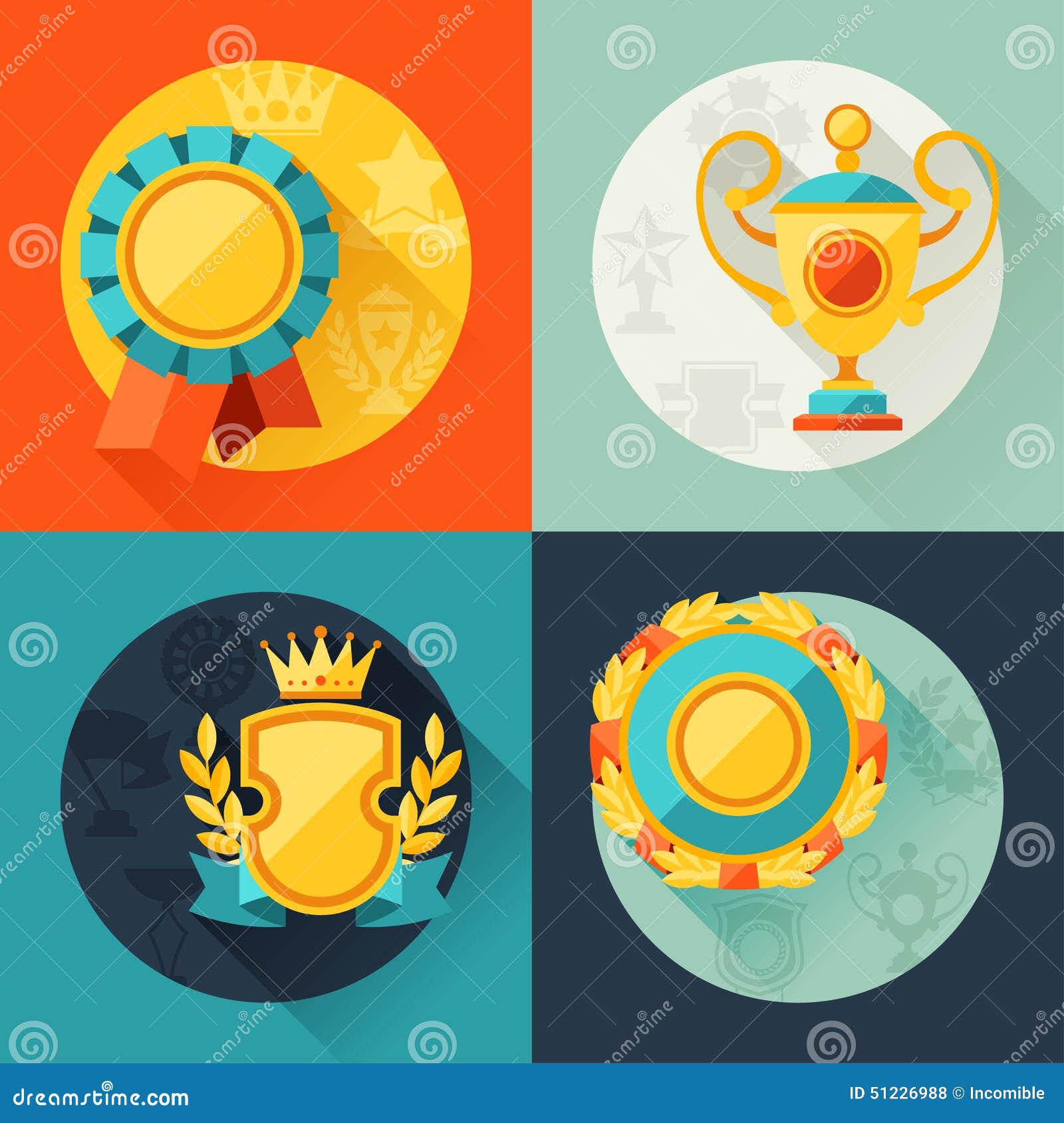Backgrounds with Trophy and Awards in Flat Design Stock Vector ...
