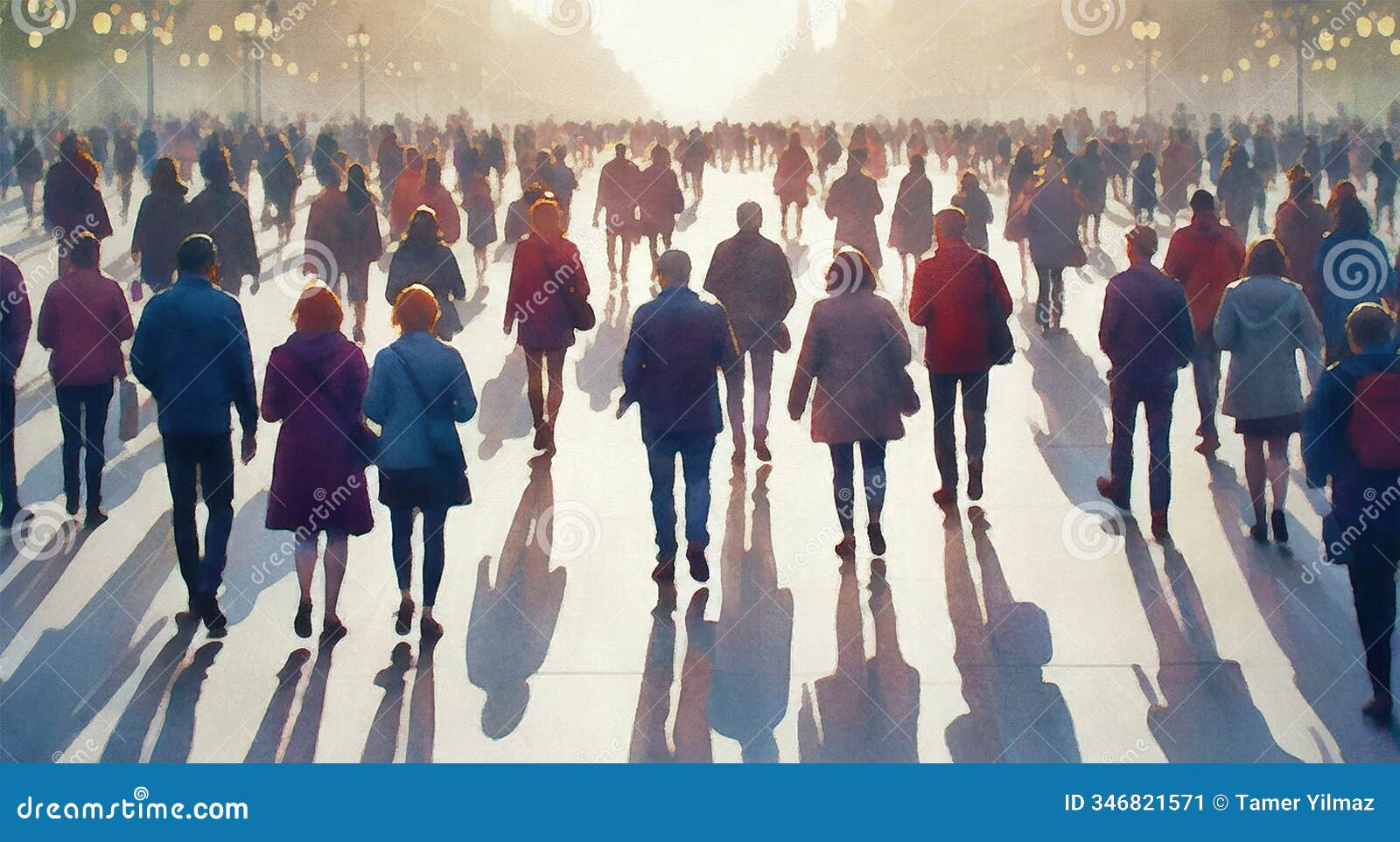 Backgrounds Walking Crowd Togetherness Stock Illustration ...
