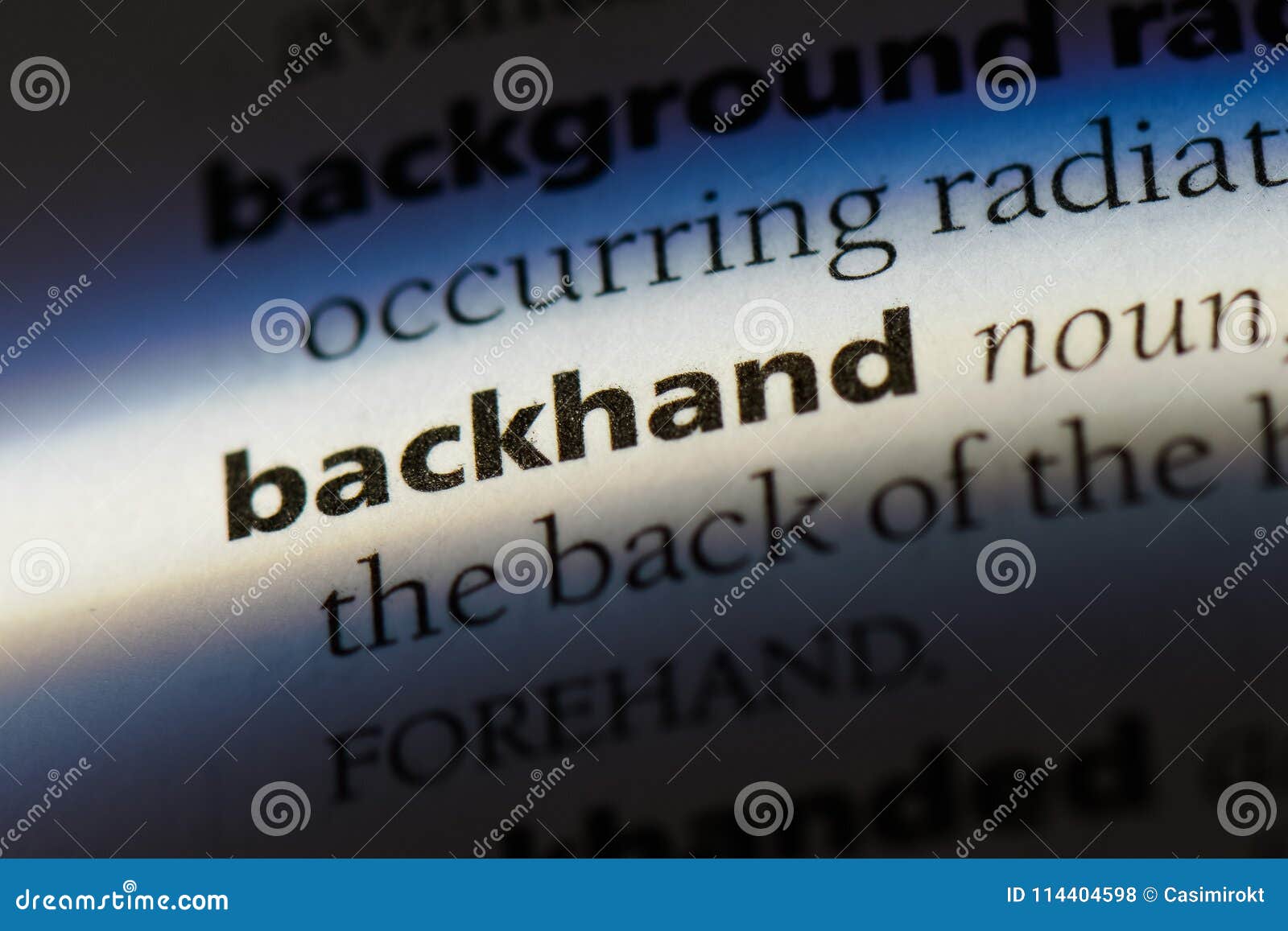 Backhand stock photo. Image of concept, printed, word - 114404598