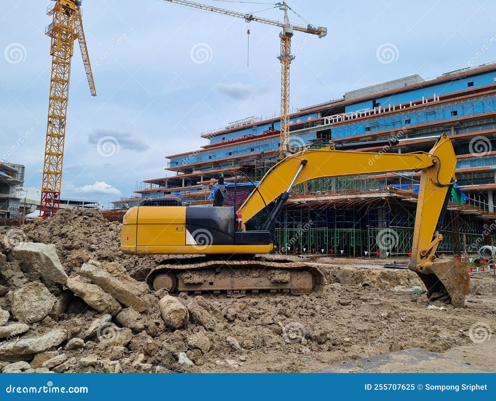 Backhoe on the Building Site Industrial Construction Stock Image ...