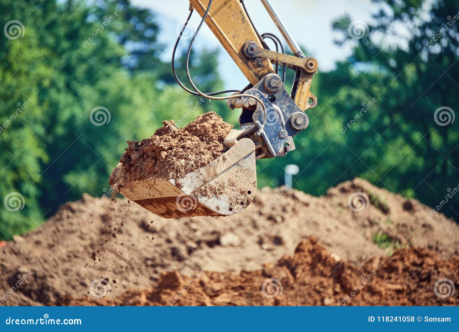 Backhoe - Bulldozer in Open Field Operation Stock Photo - Image of ...