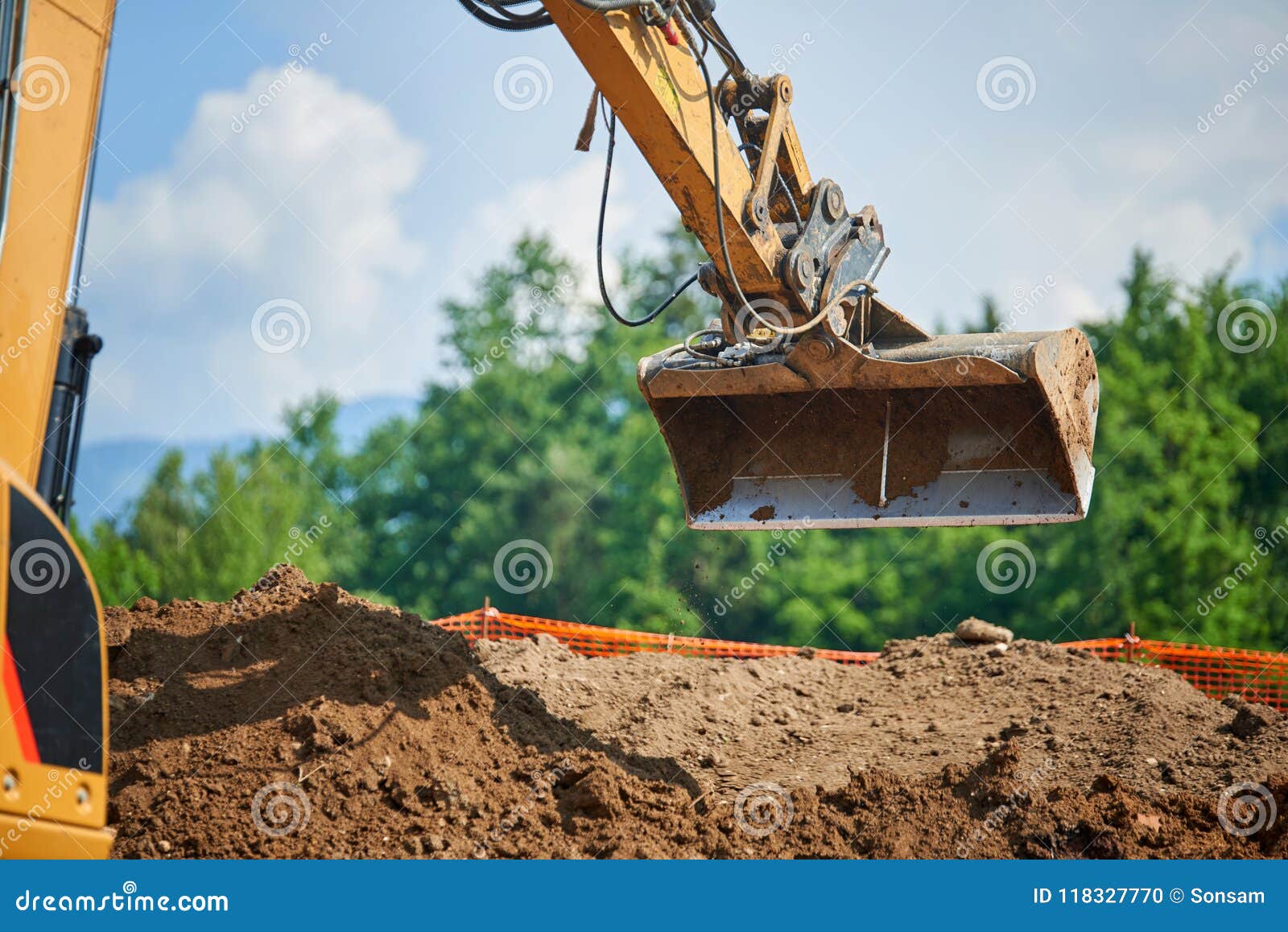 Backhoe - Bulldozer in Open Field Operation Stock Photo - Image of ...