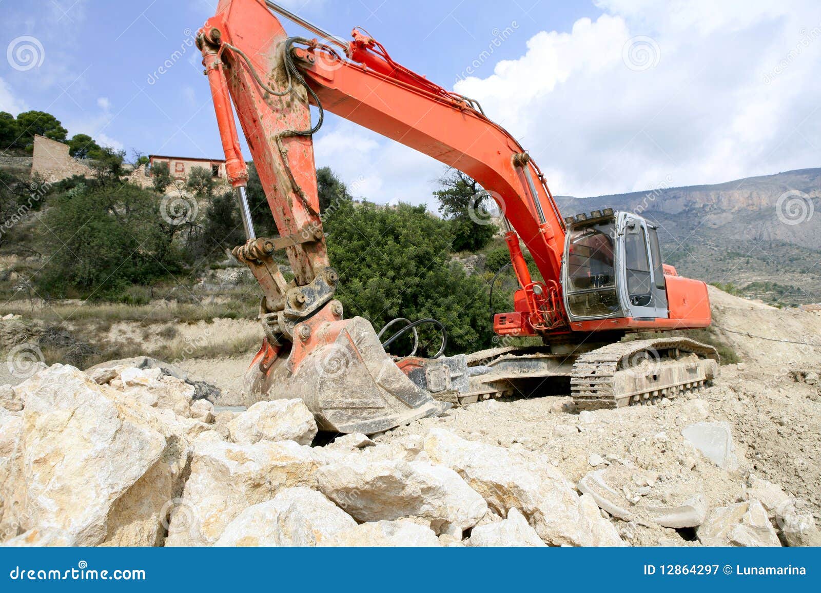 Backhoe Bulldozer Working Hard Stock Image - Image of excavator, mining ...