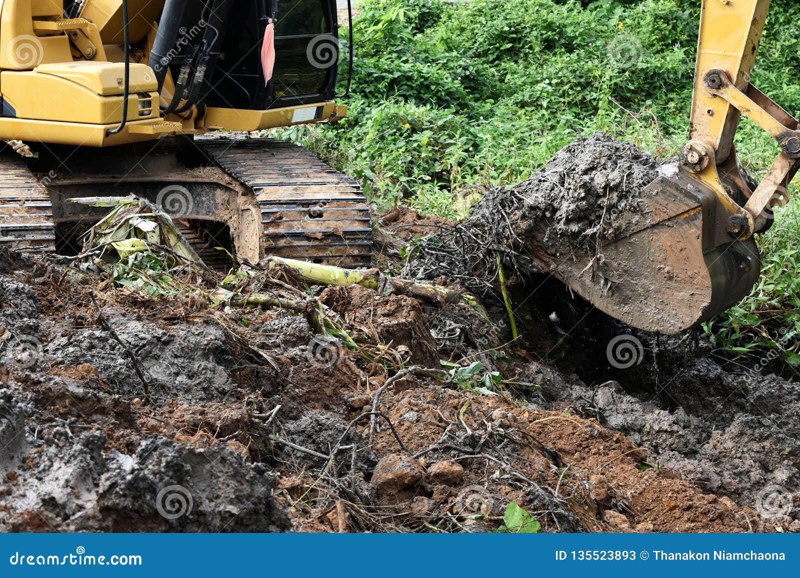 Backhoe dig ground stock image. Image of environment - 135523893