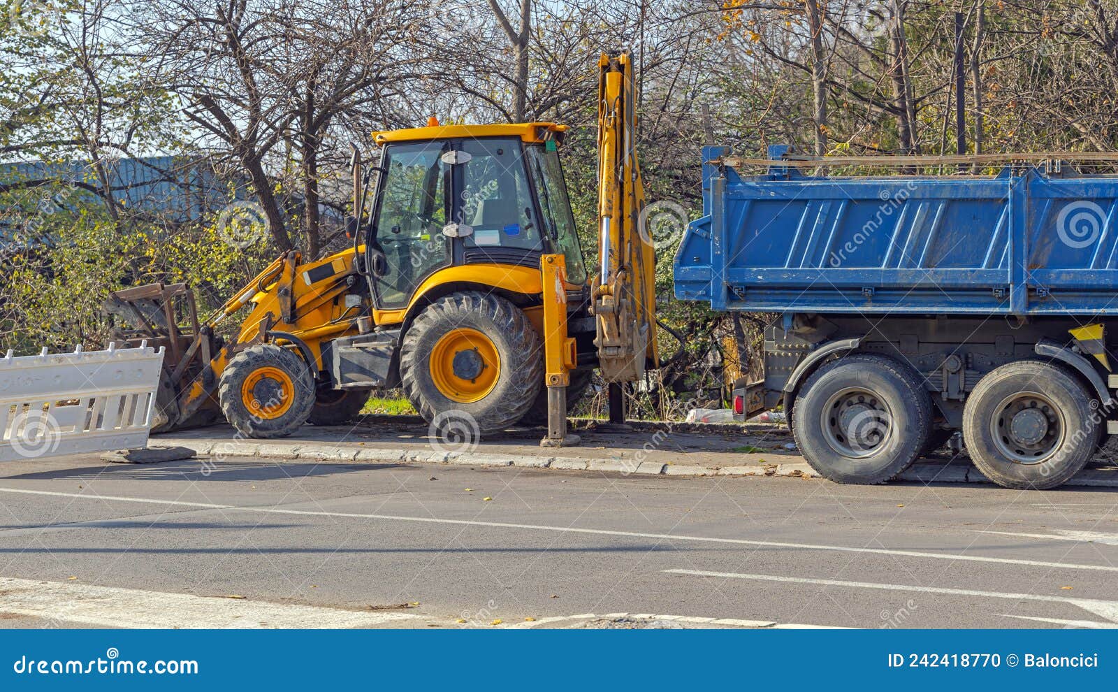 Backhoe Digger Machine stock photo. Image of street - 242418770