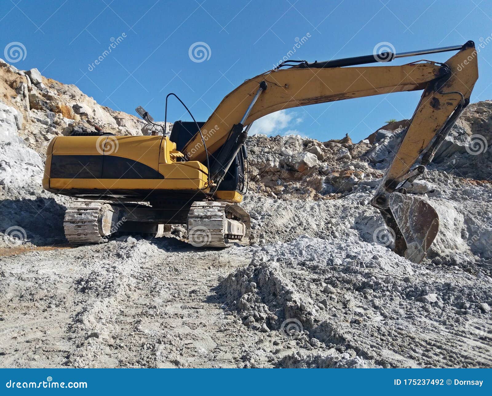 Backhoe is Digging for Gypsum Ore at the Mine Stock Photo - Image of ...