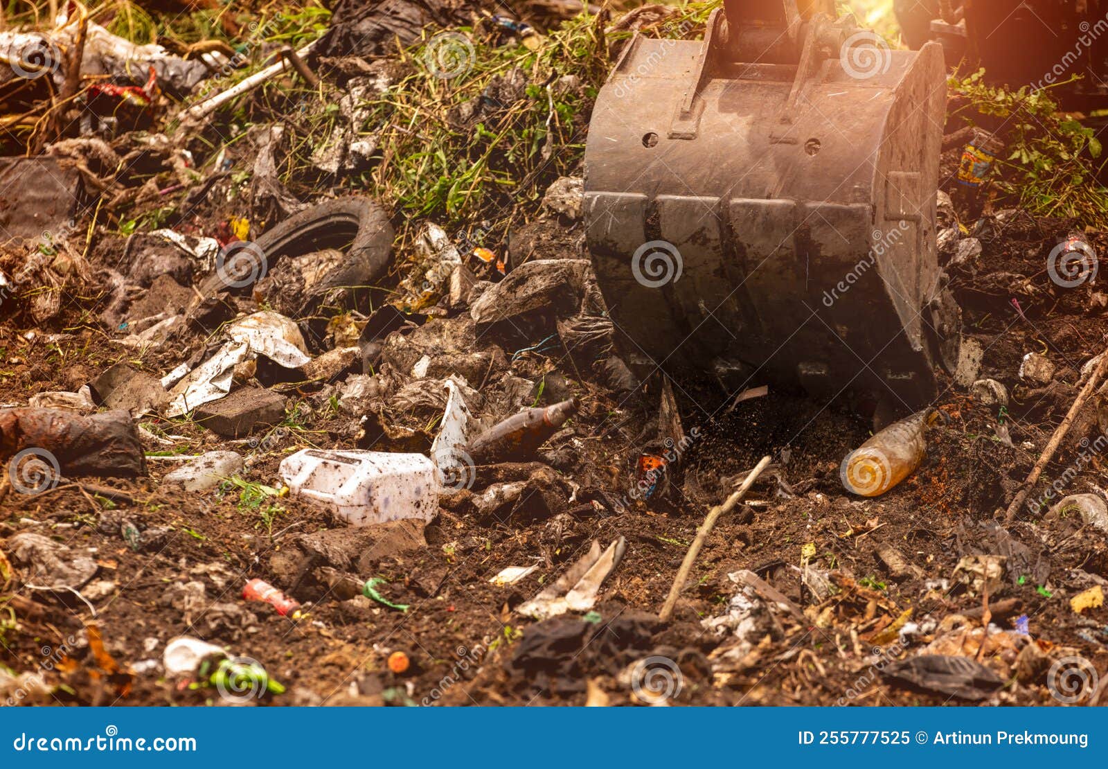 Backhoe Digging Soil at Construction Site. Bucket of Backhoe Digging ...