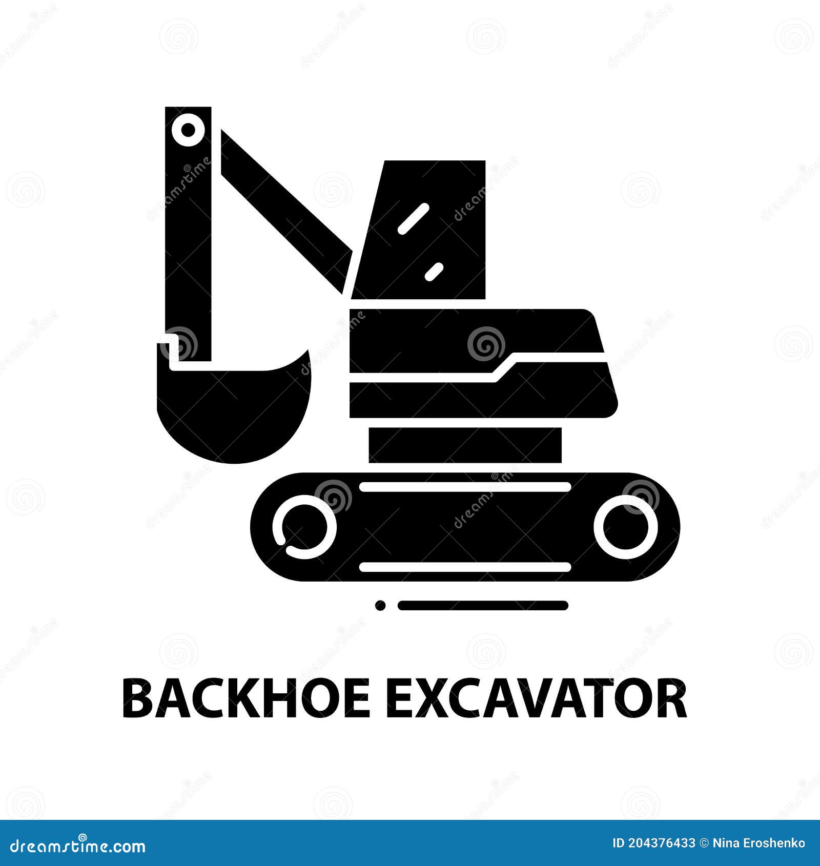 Backhoe Excavator Icon, Black Vector Sign with Editable Strokes ...
