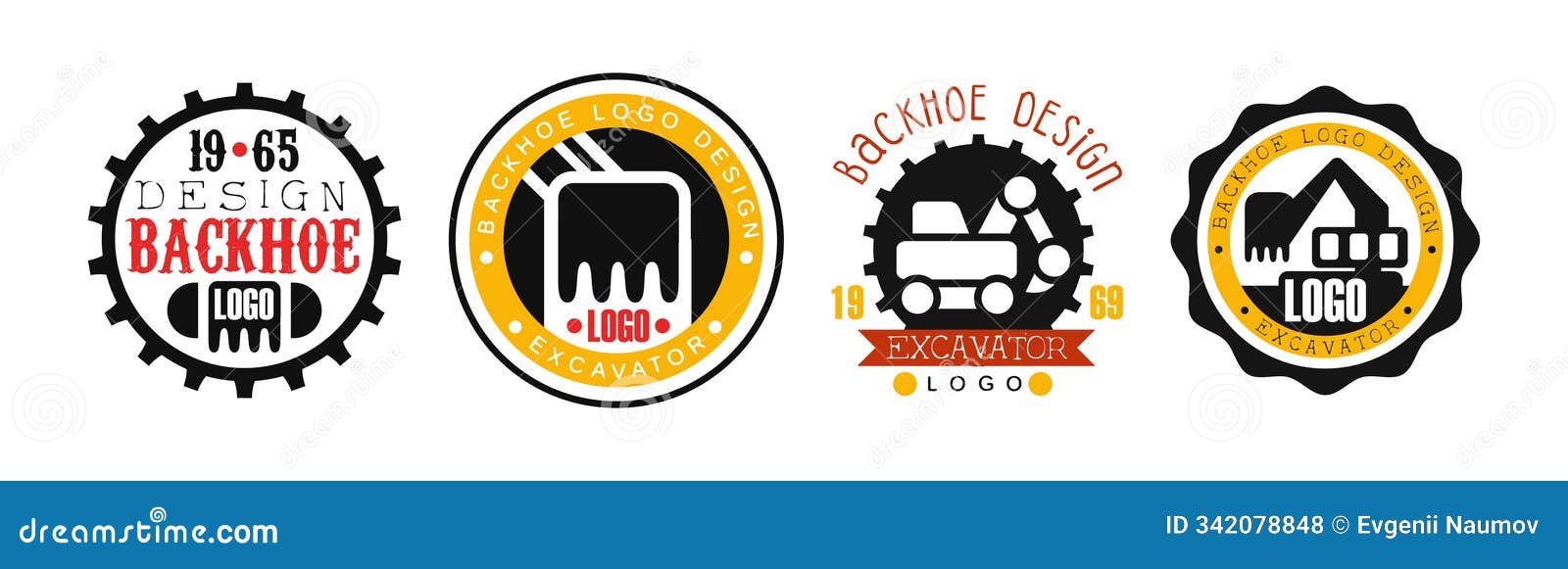 Backhoe Excavator Logo And Label Design Vector Set | CartoonDealer.com ...