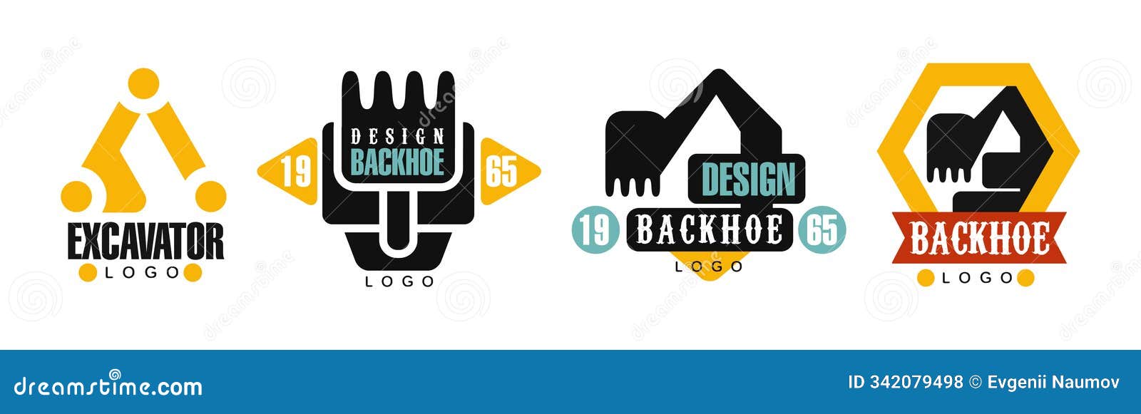 Backhoe Excavator Logo and Label Design Vector Set Stock Illustration ...