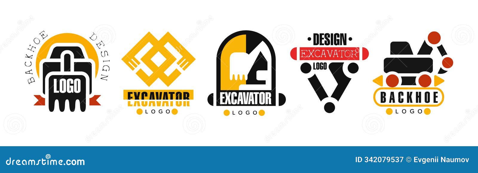 Backhoe Excavator Logo And Label Design Vector Set | CartoonDealer.com ...