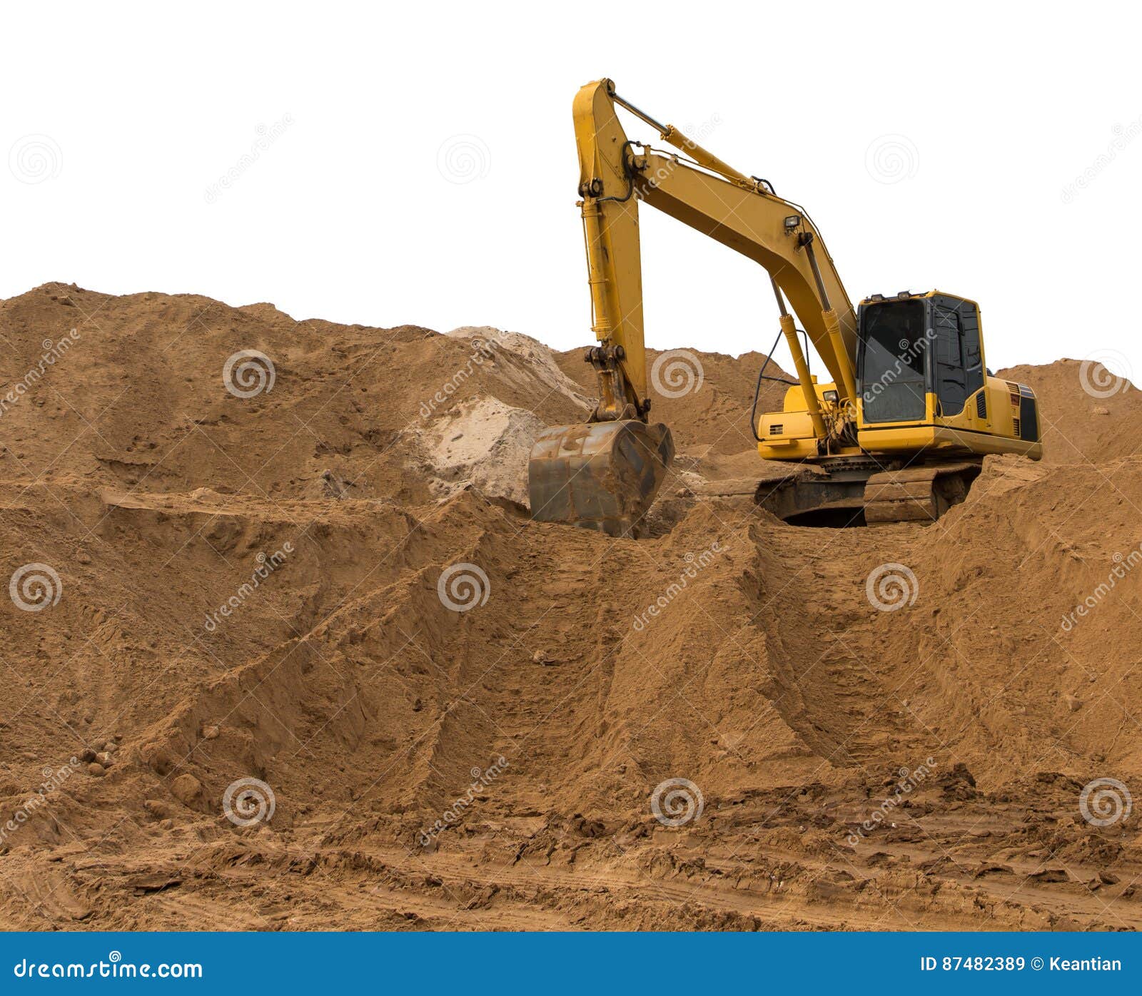 Backhoe Excavator on the Sand. Stock Image - Image of earthmoving, road ...