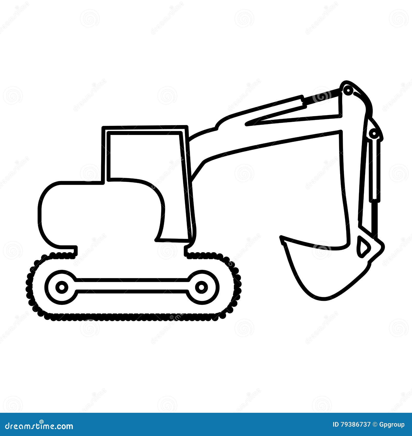 Backhoe Heavy Machinery Pictogram Icon Image Cartoon Vector ...