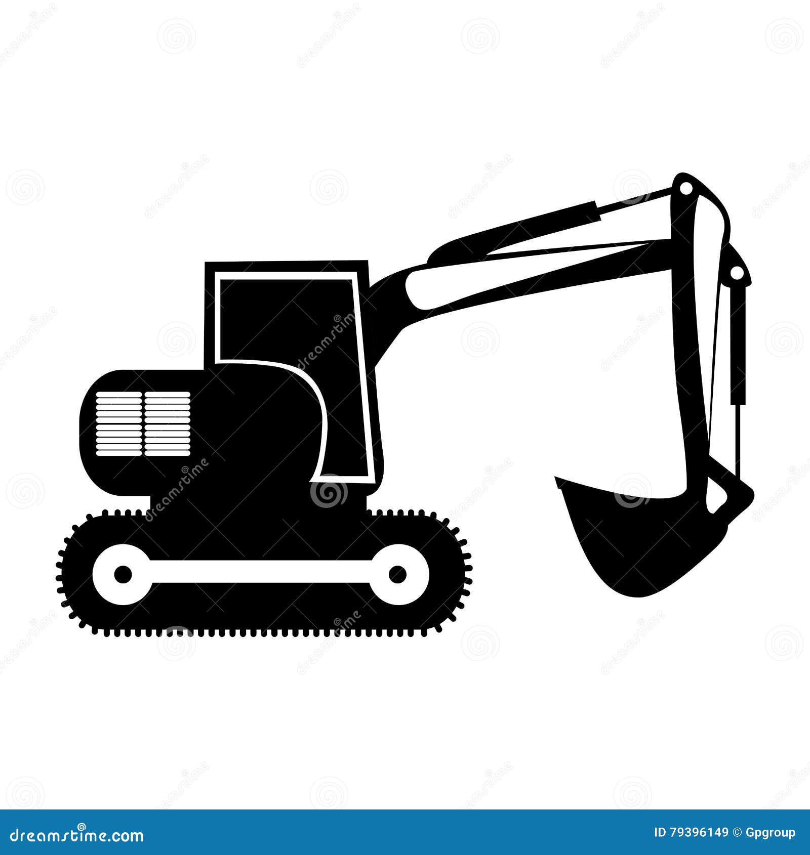 Backhoe Heavy Machinery Pictogram Icon Image Cartoon Vector ...