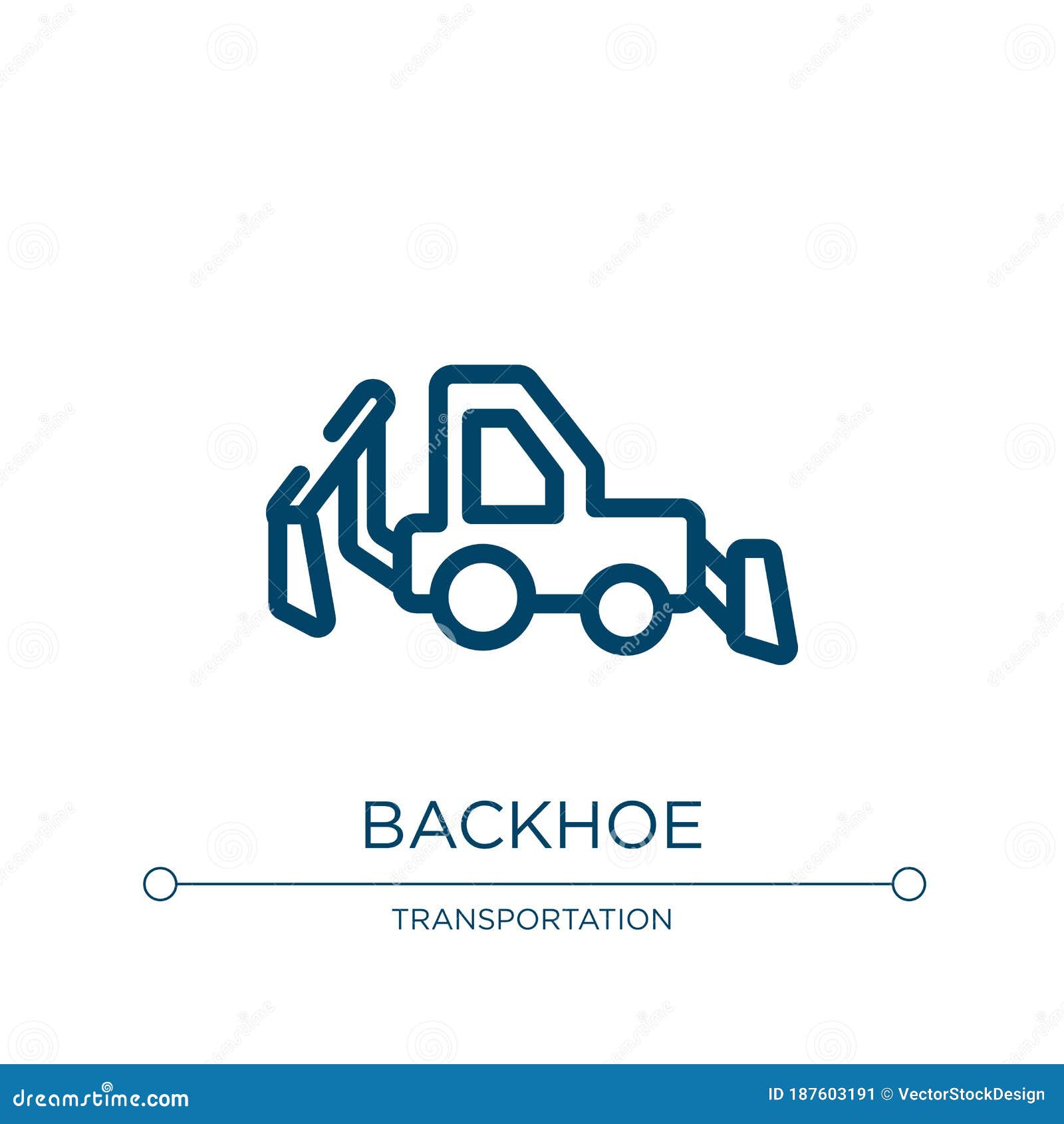 Backhoe Icon. Linear Vector Illustration from Transportation Collection ...