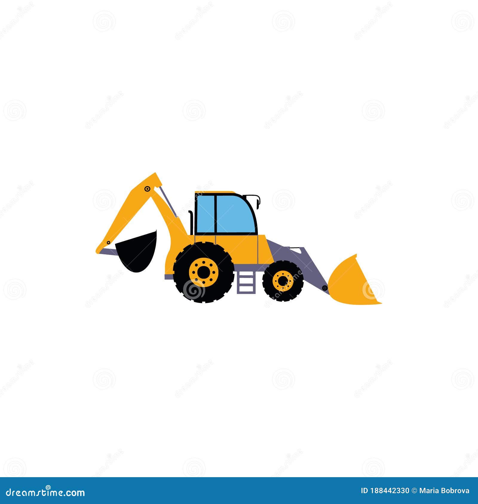 Backhoe stock vector. Illustration of site, road, flat - 188442330