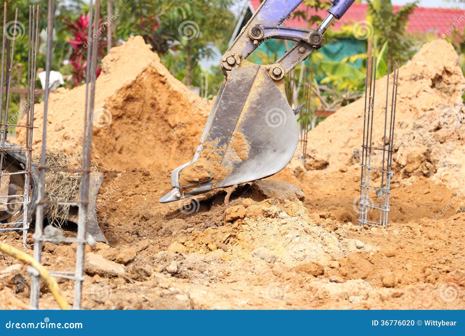 Backhoe Labor Working in Construction Site Stock Photo - Image of human ...