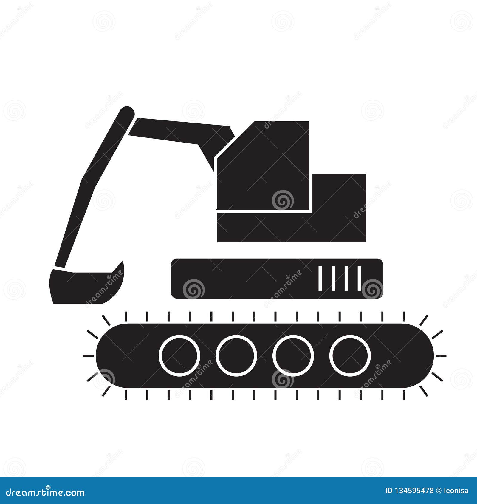 Backhoe Loader Black Vector Concept Icon. Backhoe Loader Flat ...
