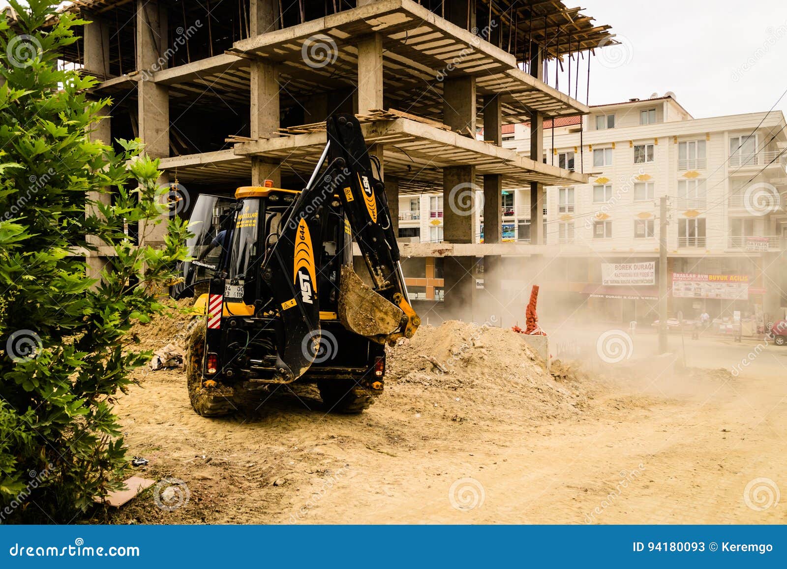 Backhoe Loader in Construction Area Editorial Stock Photo - Image of ...
