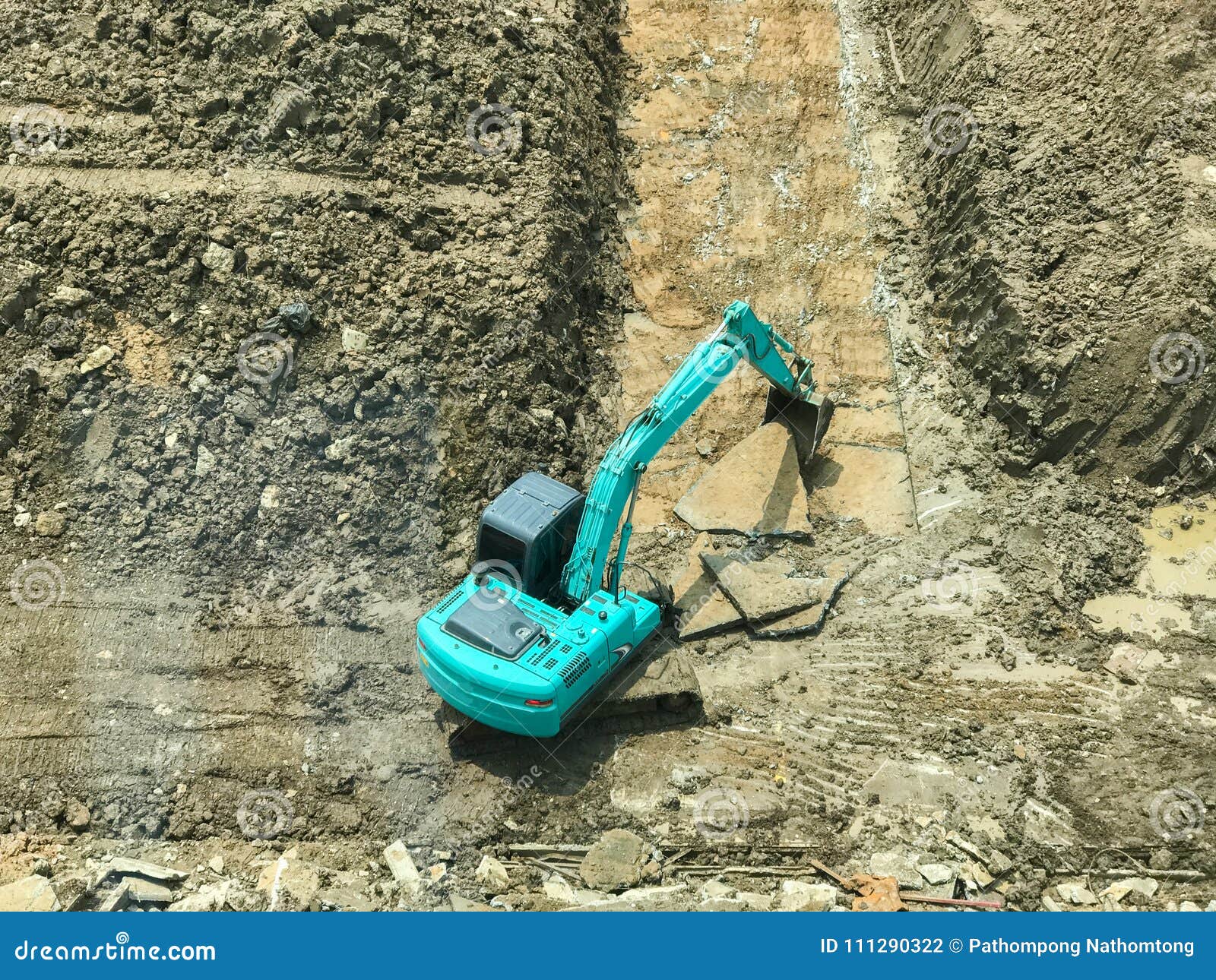 Backhoe Loader in Construction Site Stock Photo - Image of industry ...