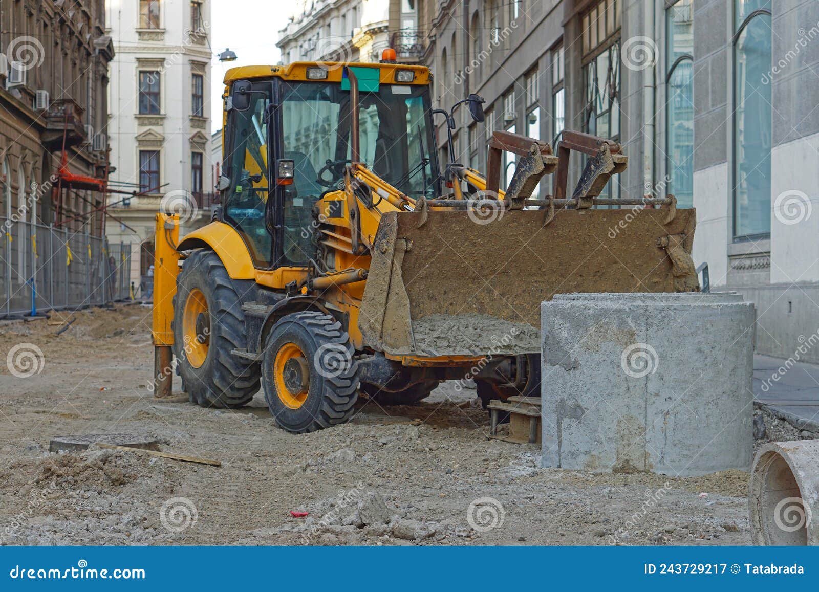 Backhoe loader digger stock image. Image of concrete - 243729217