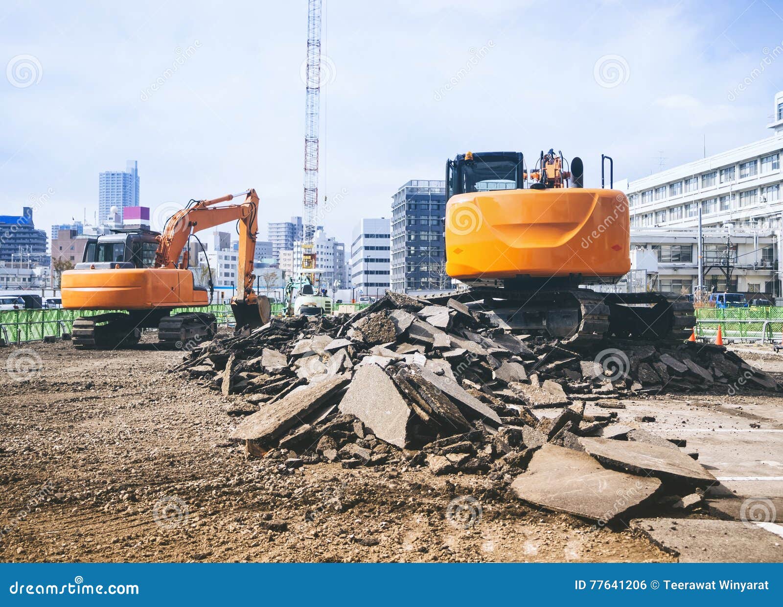 Backhoe Loader Digger Work at Building Construction Site Outdoor Stock ...