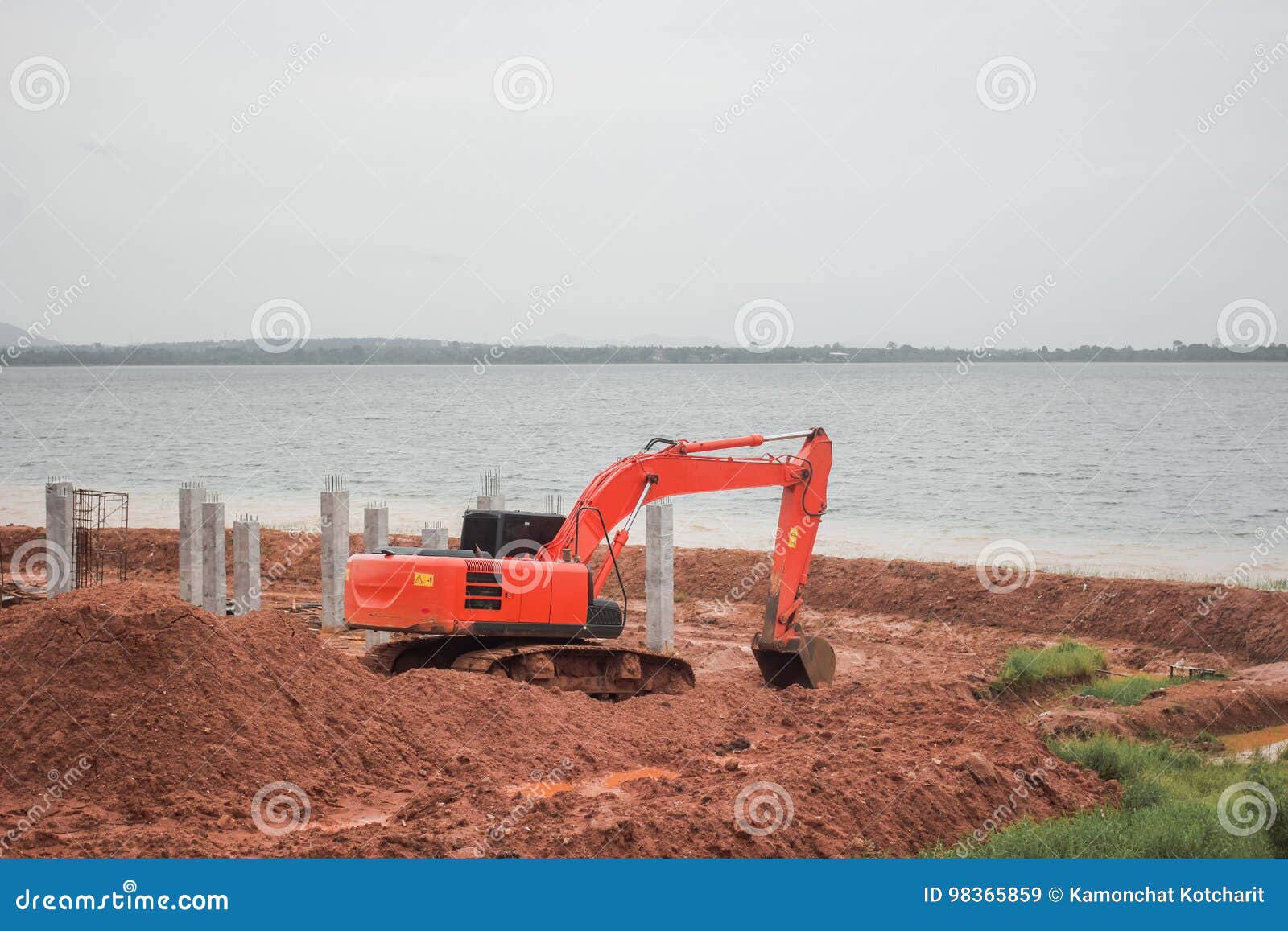 Backhoe loader digging stock image. Image of earth, building - 98365859