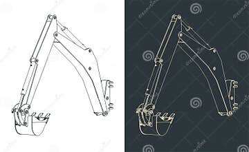 Backhoe loader drawings stock vector. Illustration of tractor - 261478975