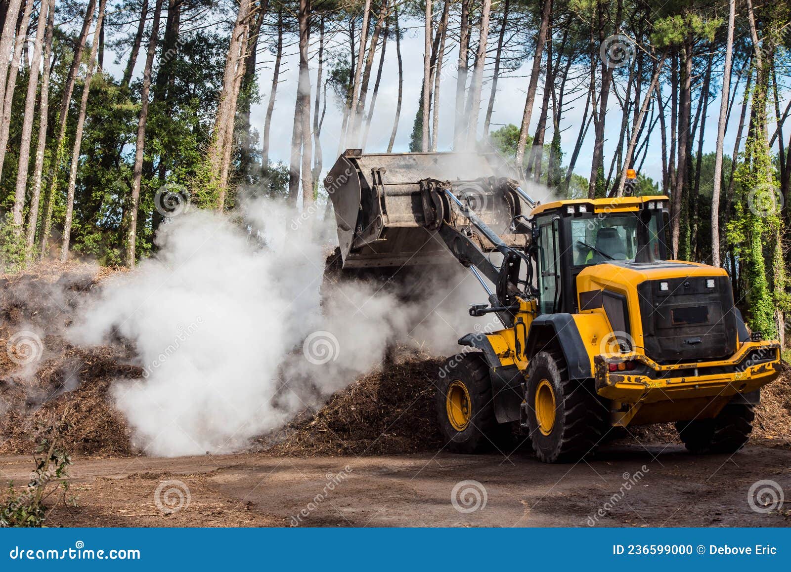 Backhoe Loader Handling Manure for Spreading Stock Photo - Image of ...
