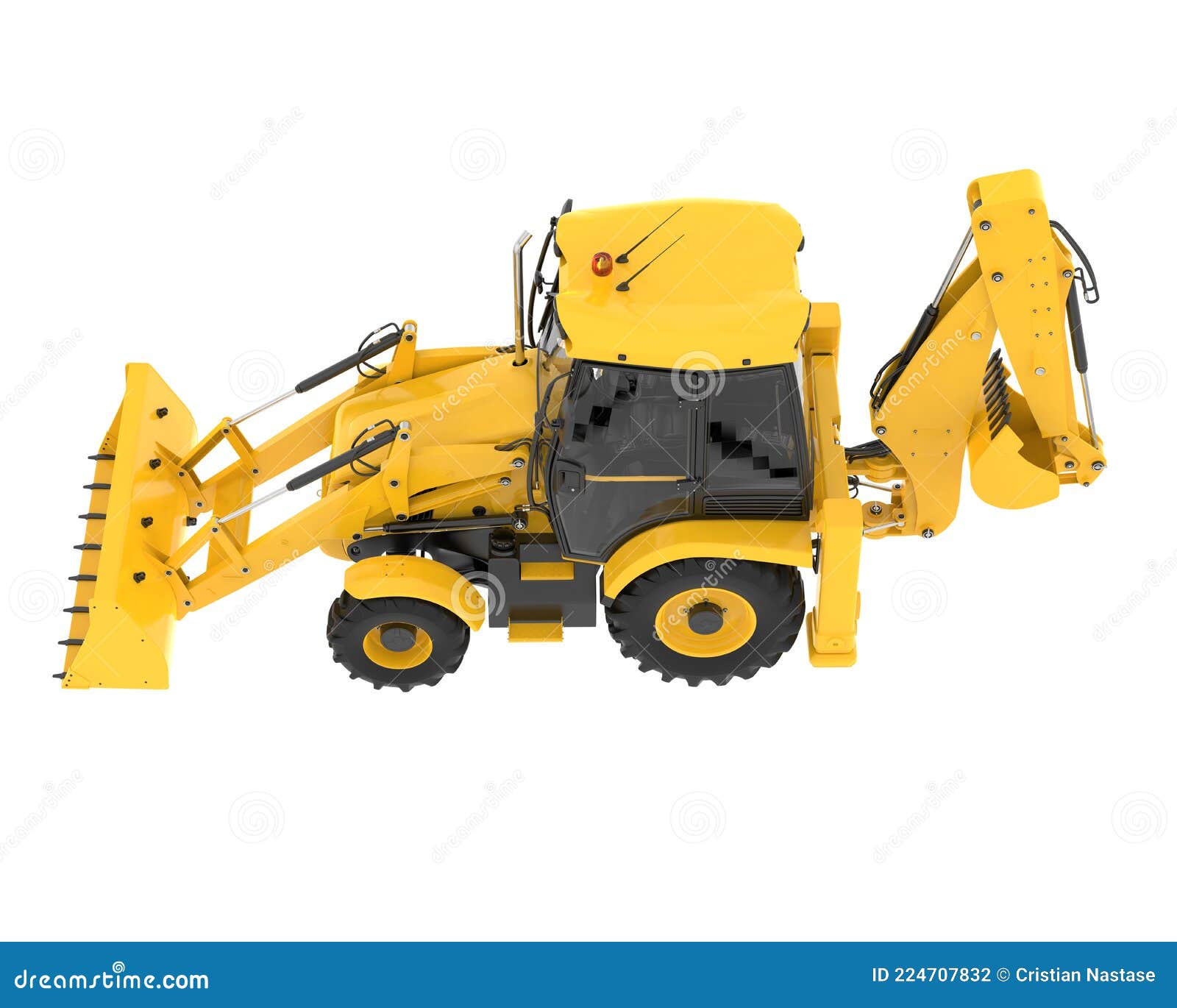 Backhoe Loader Isolated on Background. 3d Rendering - Illustration ...