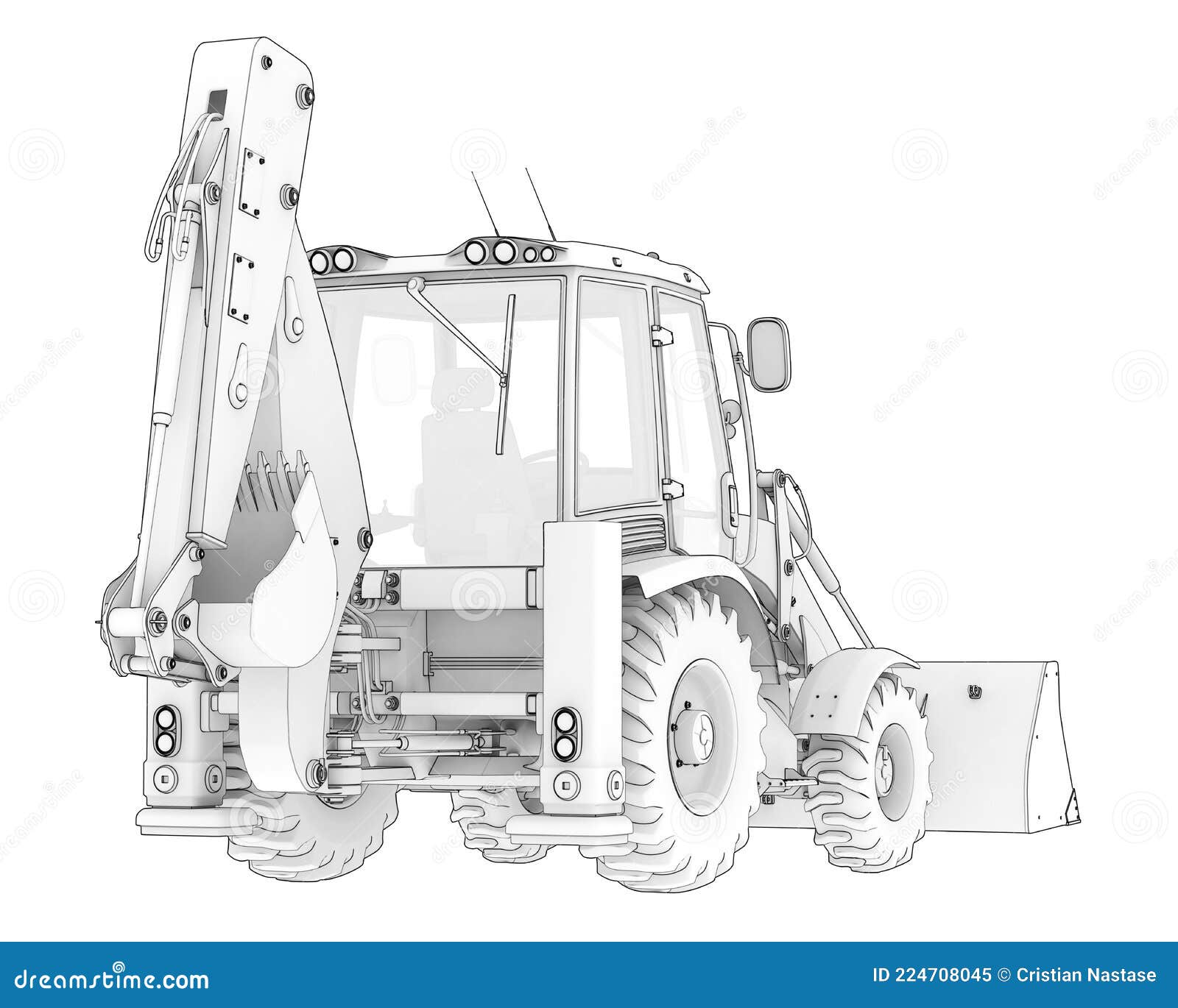 Backhoe Loader Isolated on Background. 3d Rendering - Illustration ...
