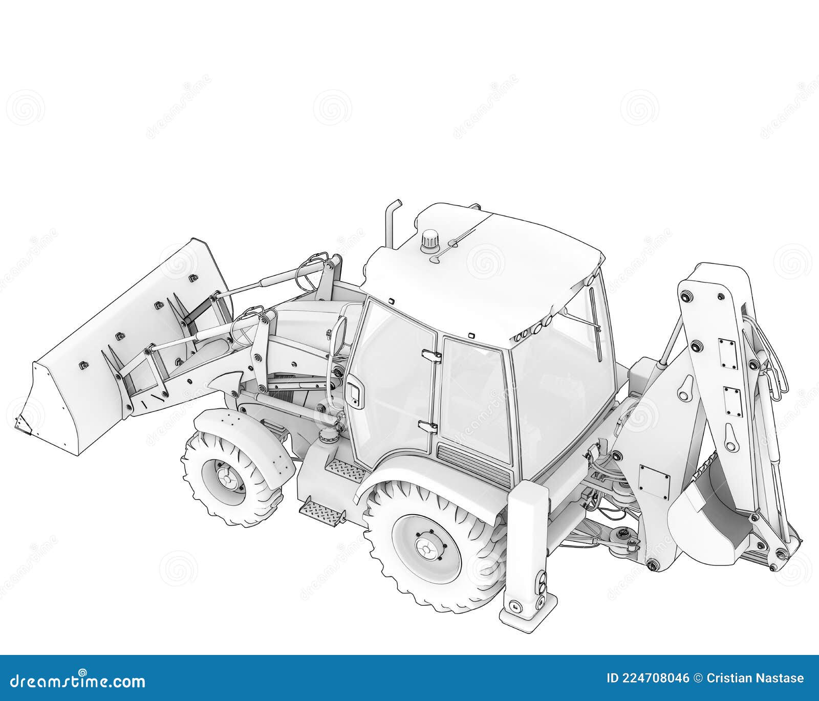 Backhoe Loader Isolated on Background. 3d Rendering - Illustration ...