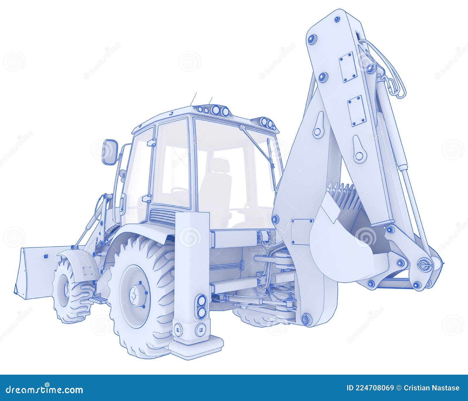 Backhoe Loader Isolated on Background. 3d Rendering - Illustration ...