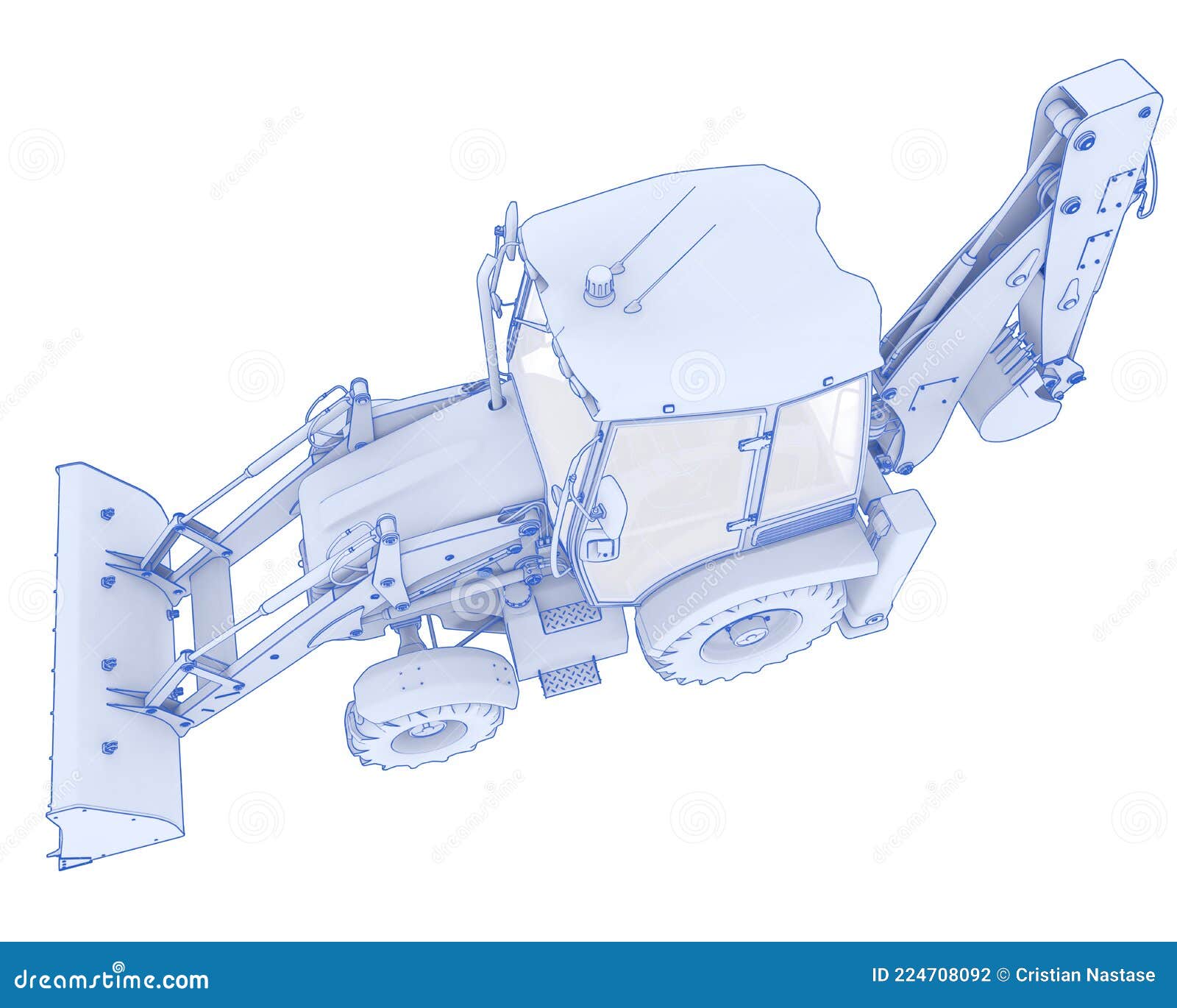 Backhoe Loader Isolated on Background. 3d Rendering - Illustration ...