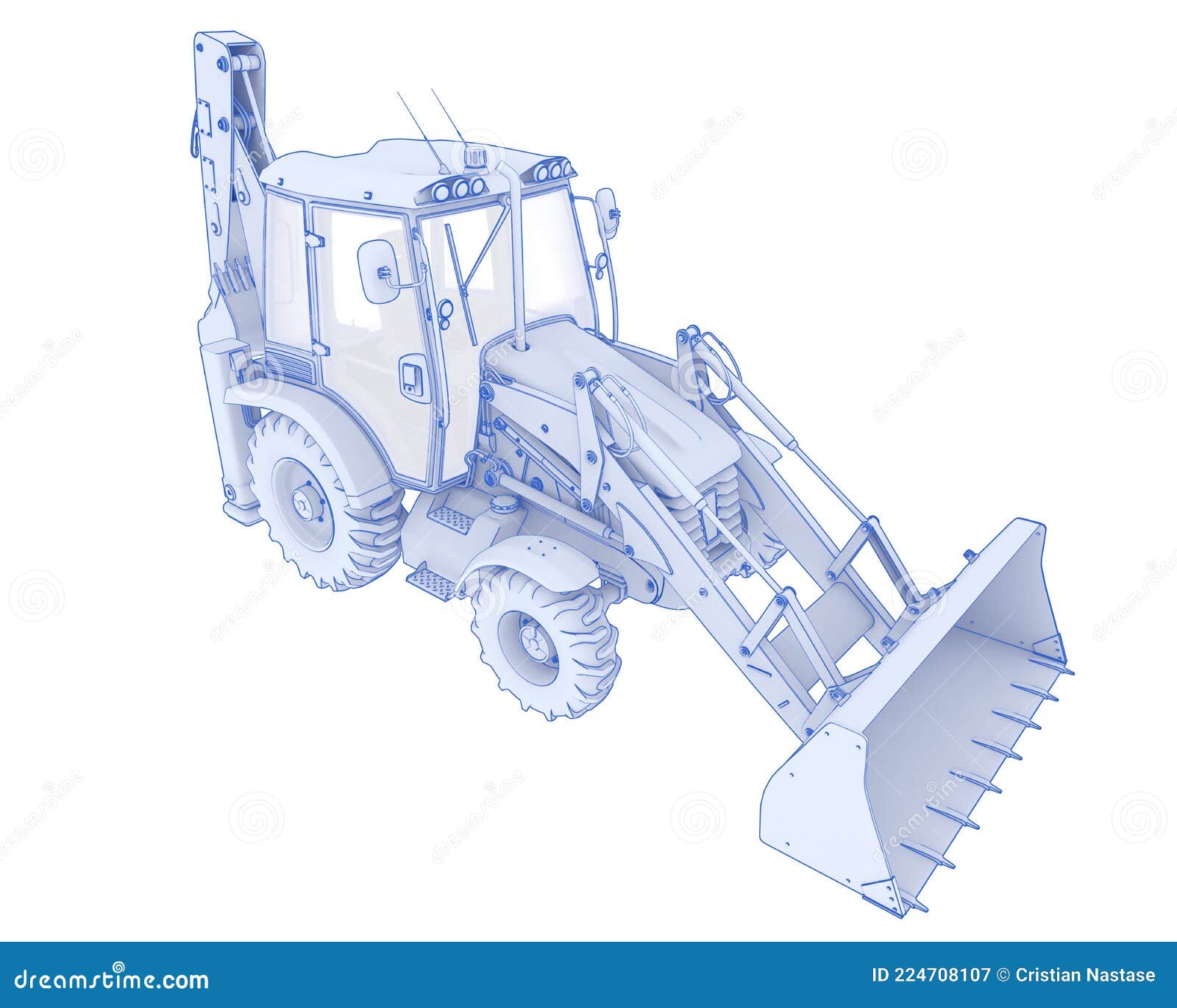 Backhoe Loader Isolated on Background. 3d Rendering - Illustration ...