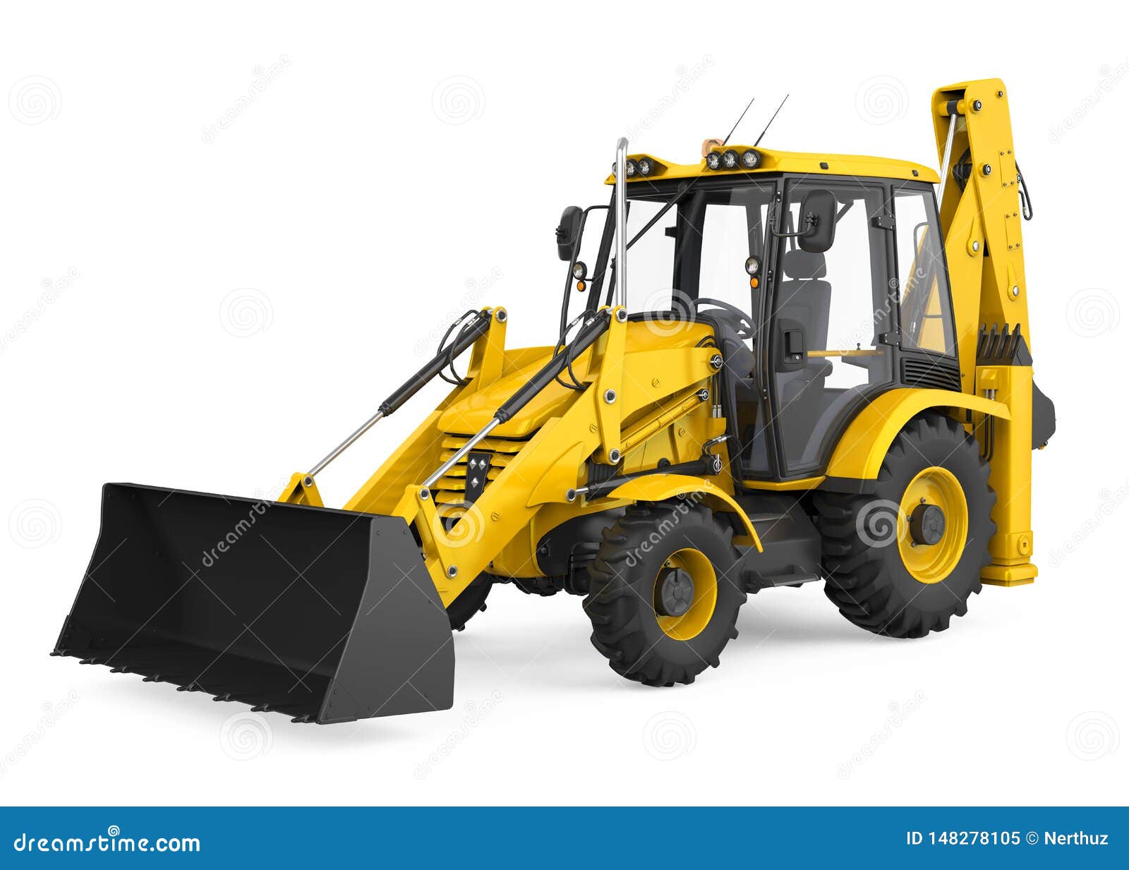 Backhoe Loader - Isolated On White Background. Vector Illustration ... Backhoe Loader - Isolated On White Background. Vector Illustration ...