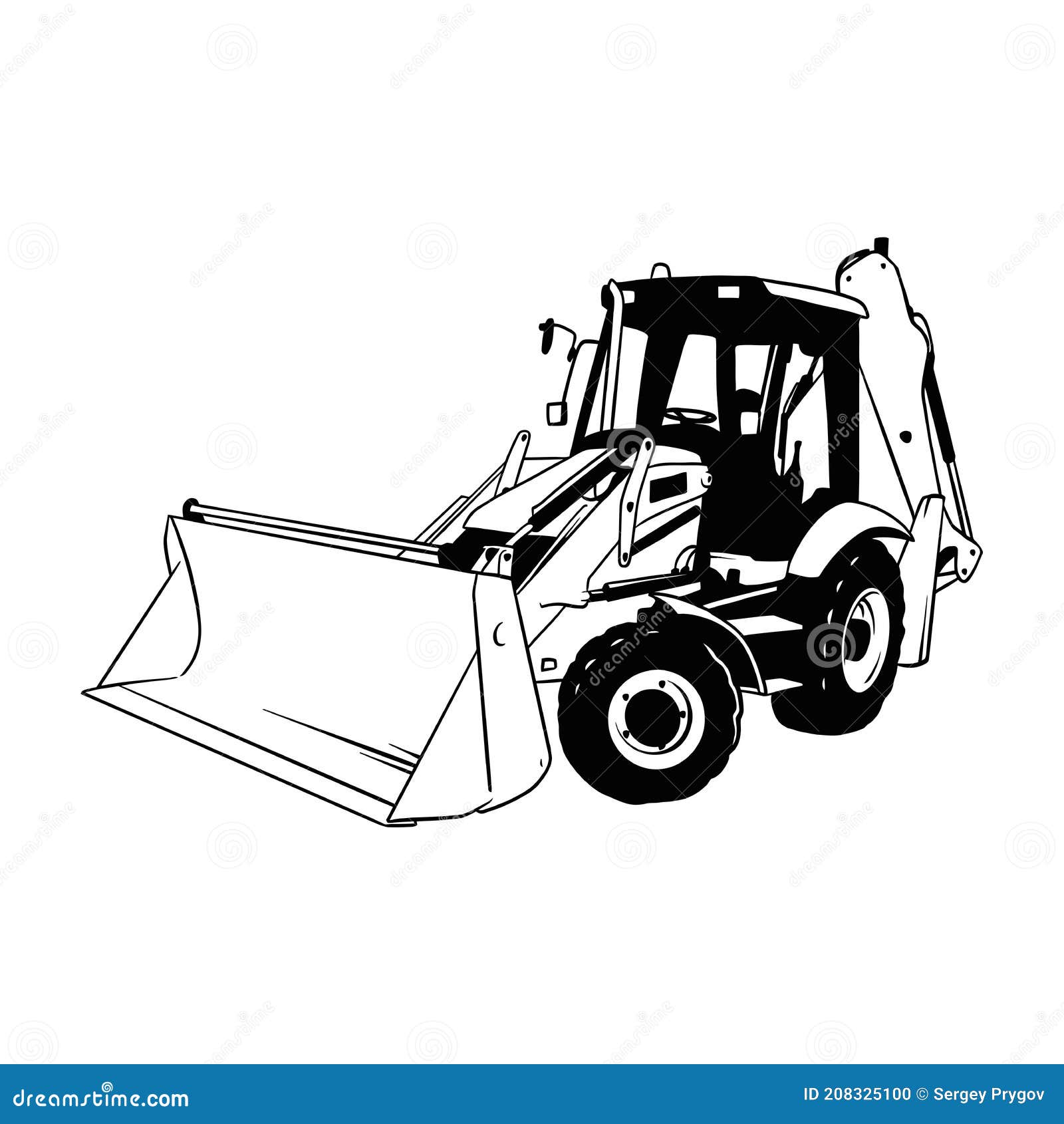 Backhoe Loader - Isolated on White Background. Vector Illustration ... Backhoe Loader - Isolated on White Background. Vector Illustration ...
