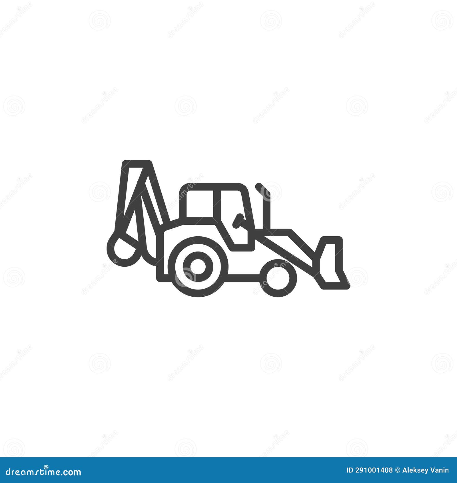 Backhoe loader line icon stock vector. Illustration of design - 291001408