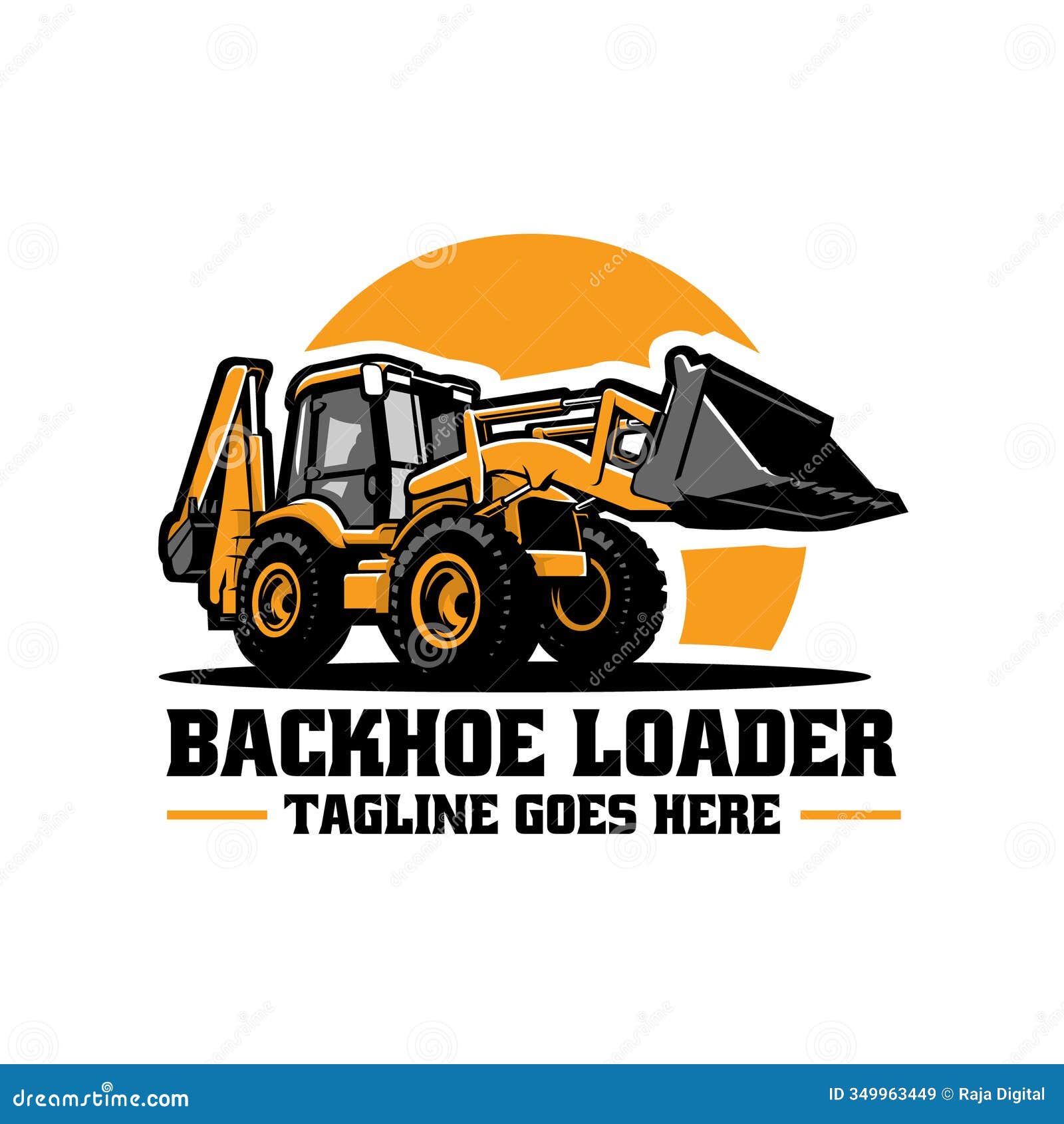 Backhoe Loader Vector Art Isolated Illustration | CartoonDealer.com ... Backhoe Loader Vector Art Isolated Illustration | CartoonDealer.com ...