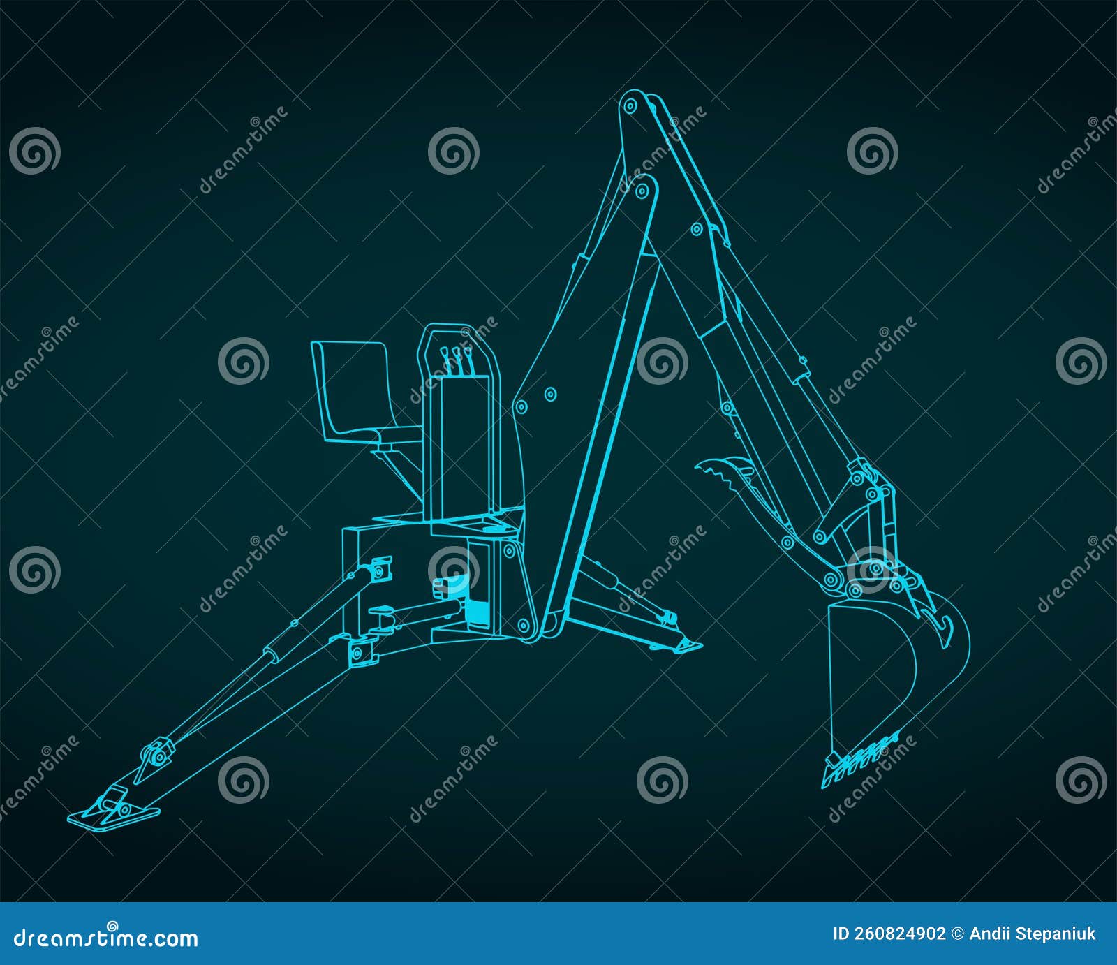 Backhoe loader stock vector. Illustration of sketches - 260824902