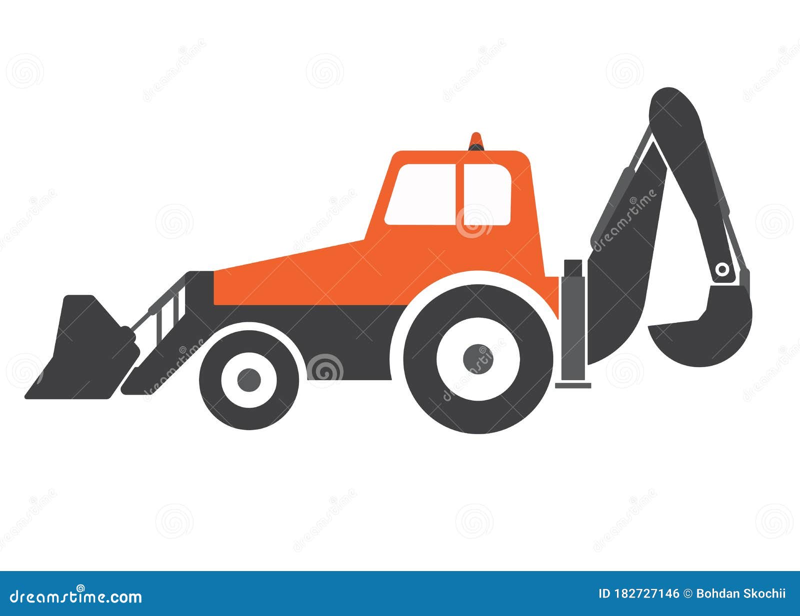 Backhoe Tractor Digging A Deep Hole Cartoon Vector | CartoonDealer.com ...