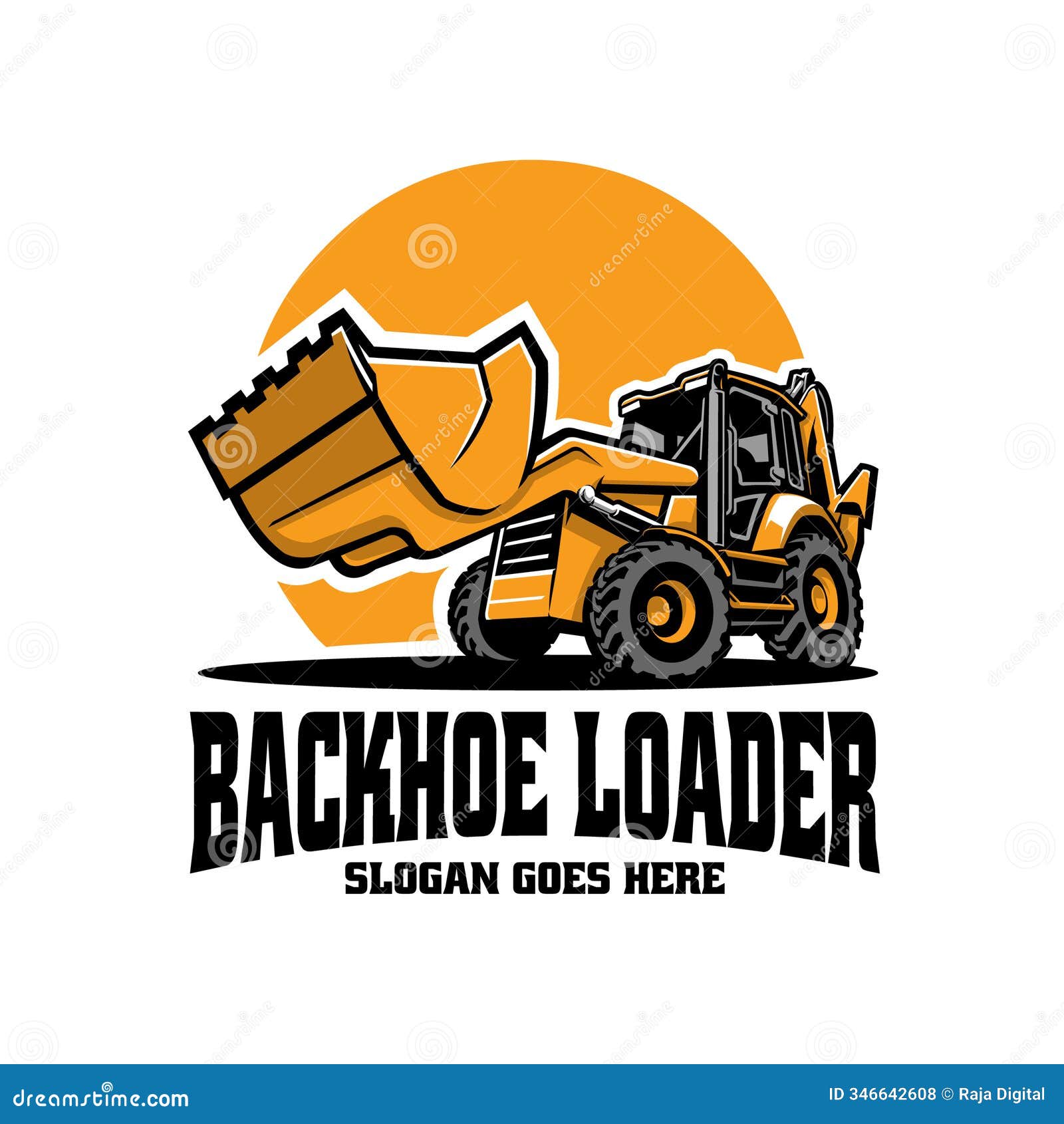 Backhoe Loader Vector Logo Illustration Stock Illustration ...