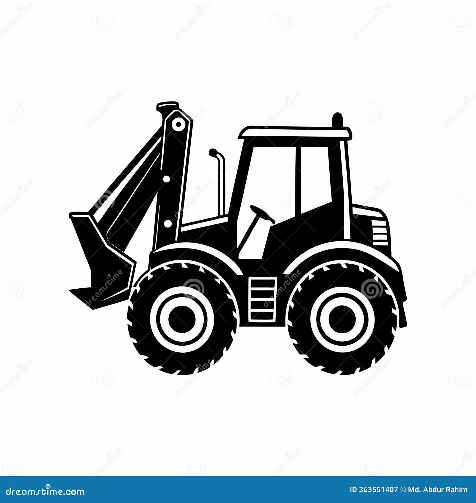 Black And White Backhoe Clipart