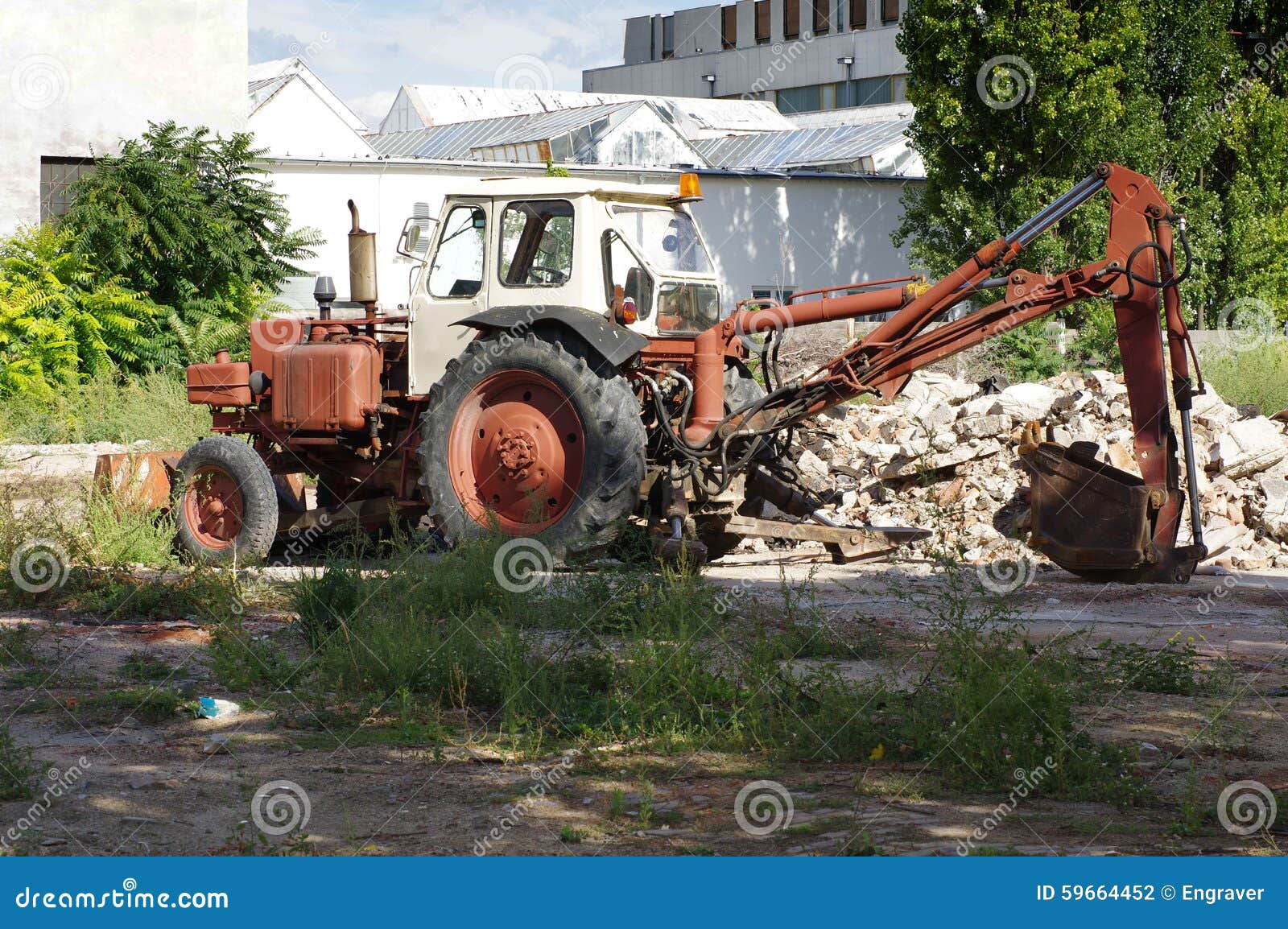 Backhoe loader vintage stock photo. Image of equipment - 59664452