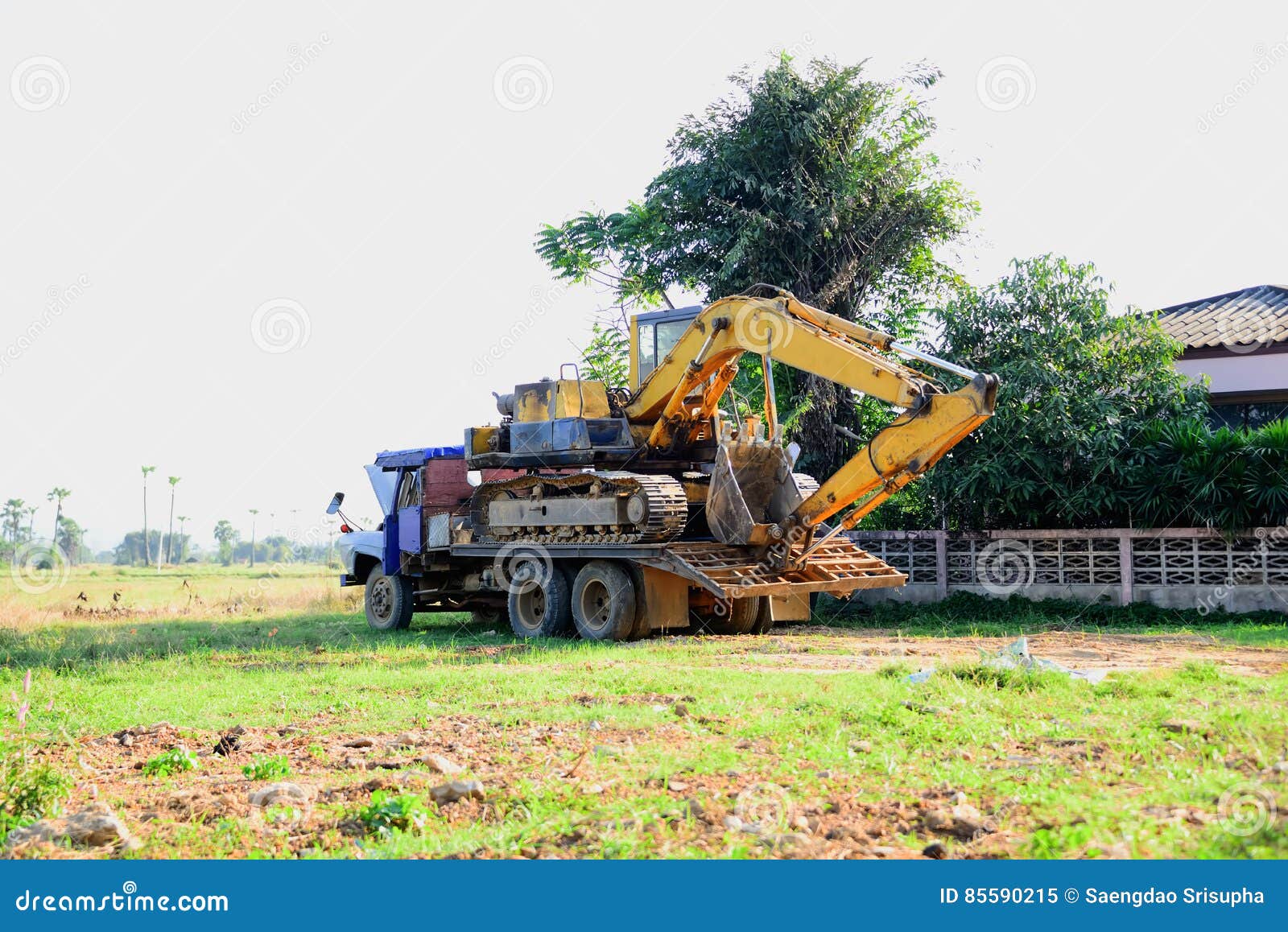 Backhoe stock image. Image of build, blue, earth, loader - 85590215