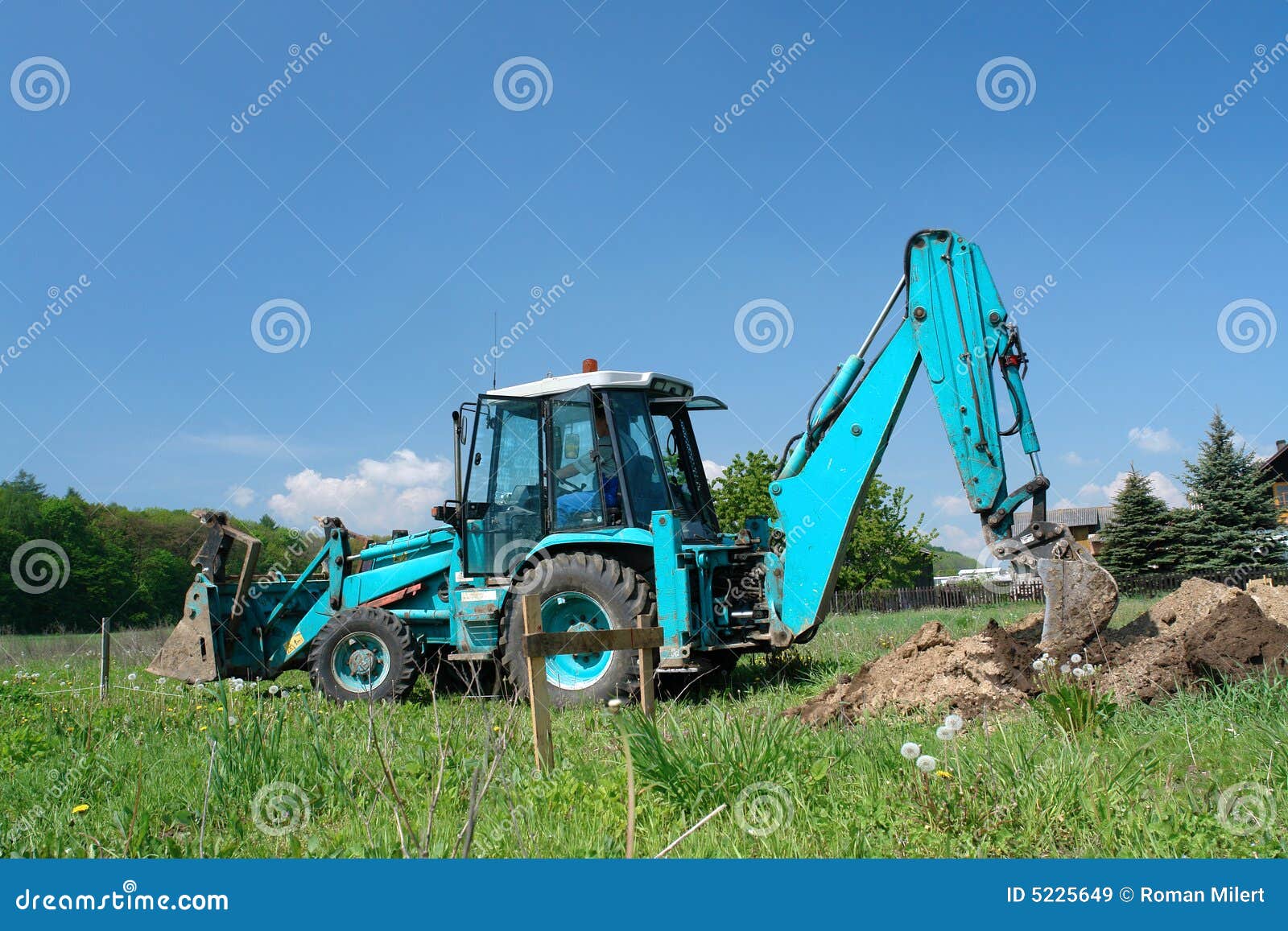 Backhoe loader at work stock image. Image of digger, excavation - 5225649