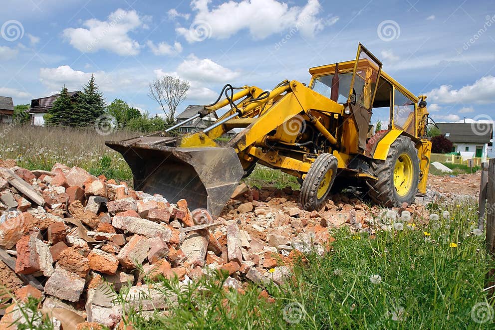 Backhoe loader at work stock photo. Image of construction - 9540588