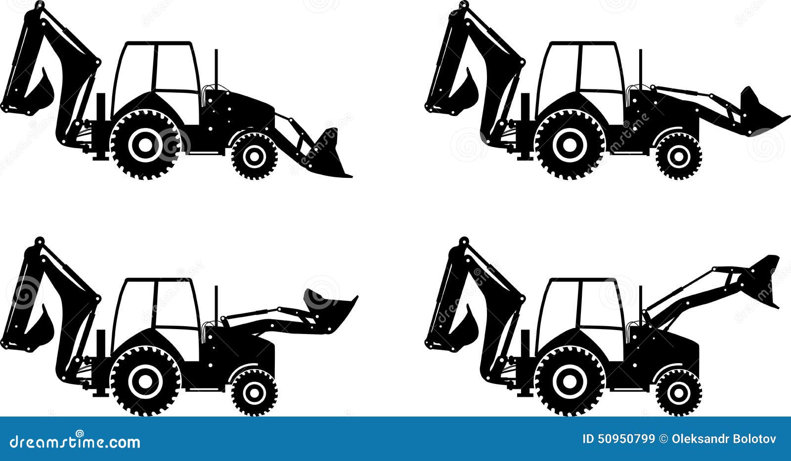 Detailed Backhoe Loader - Isolated On White Background. Vector ... Detailed Backhoe Loader - Isolated On White Background. Vector ...