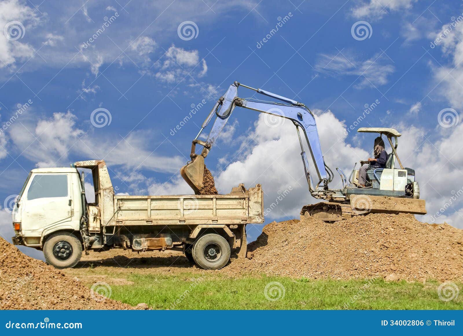 Backhoe Loading a Dump Truck. Stock Photo - Image of ecology, coal ...