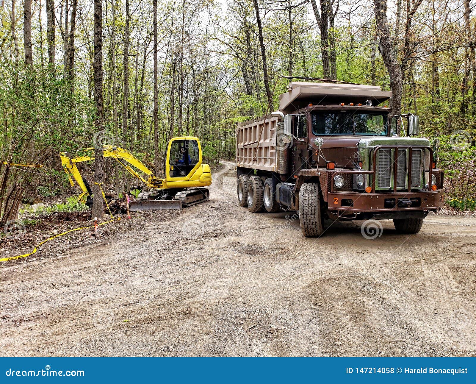 Backhoe Loading Dump Truck with Dirt Stock Photo - Image of ...